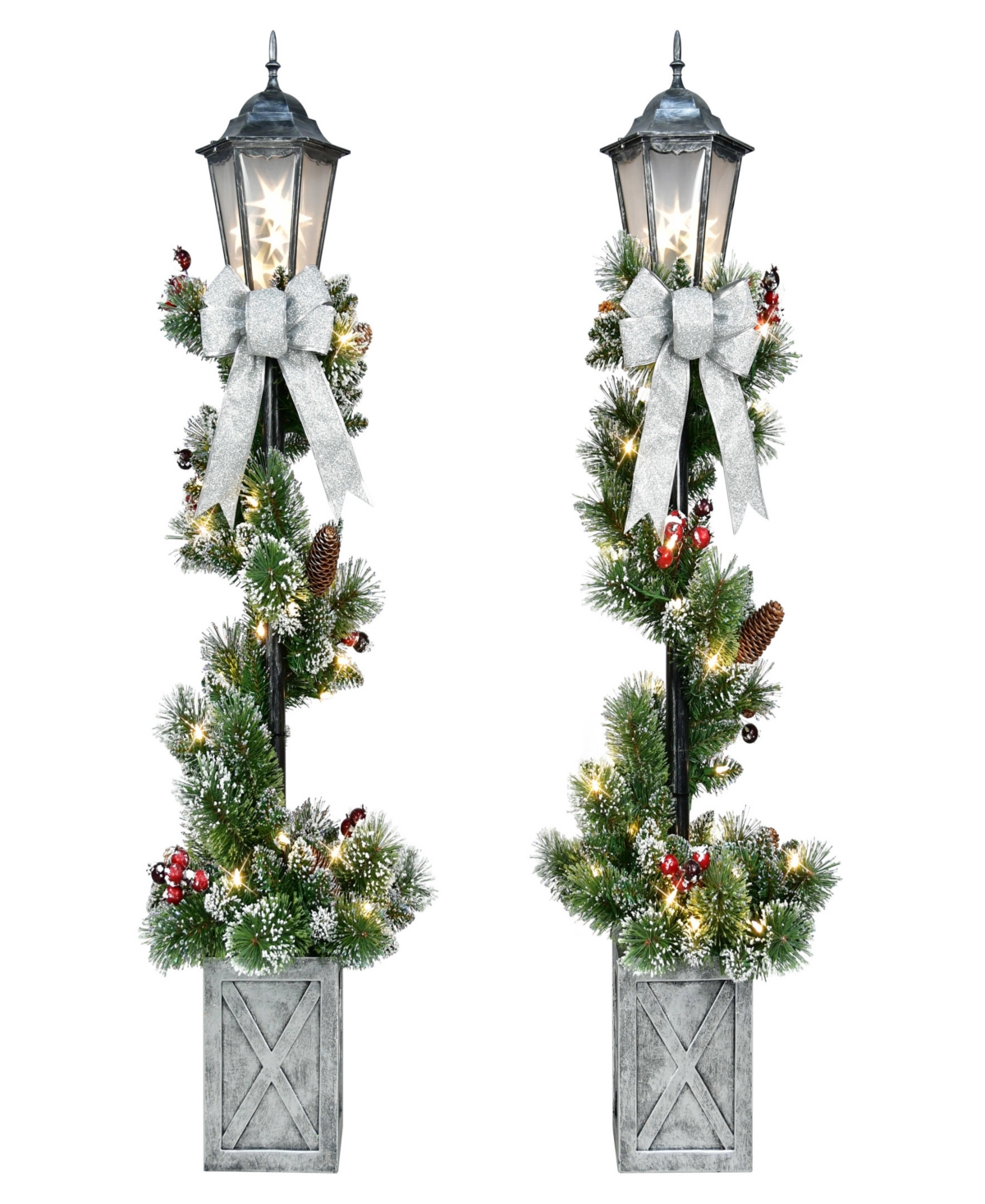 Click here for Puleo 4 Pre-Lit Artificial Lamp Posts with Decorat... prices