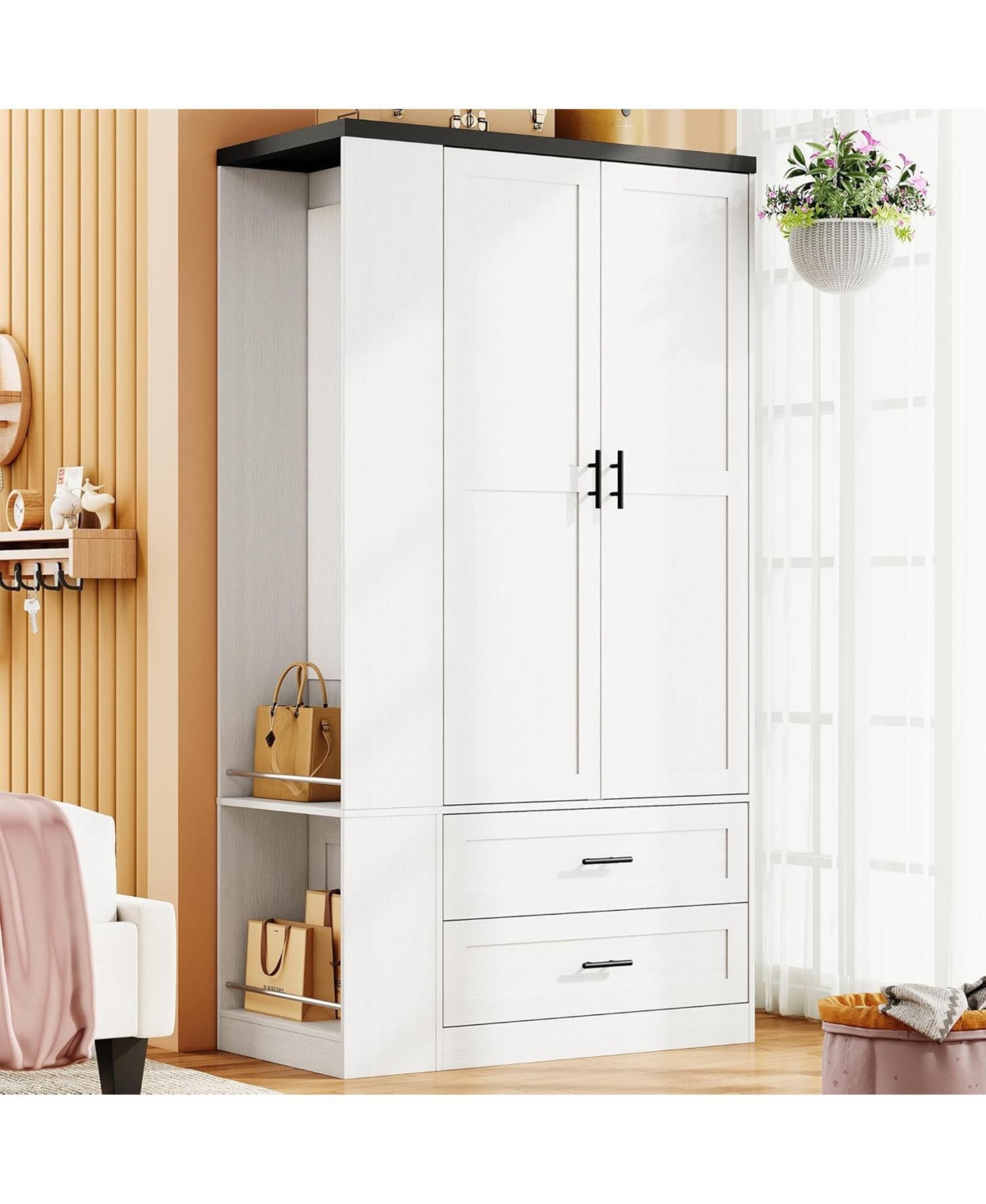 Click here for Likimio Wardrobe with Large Mirror  2 Doors  2 Dra... prices