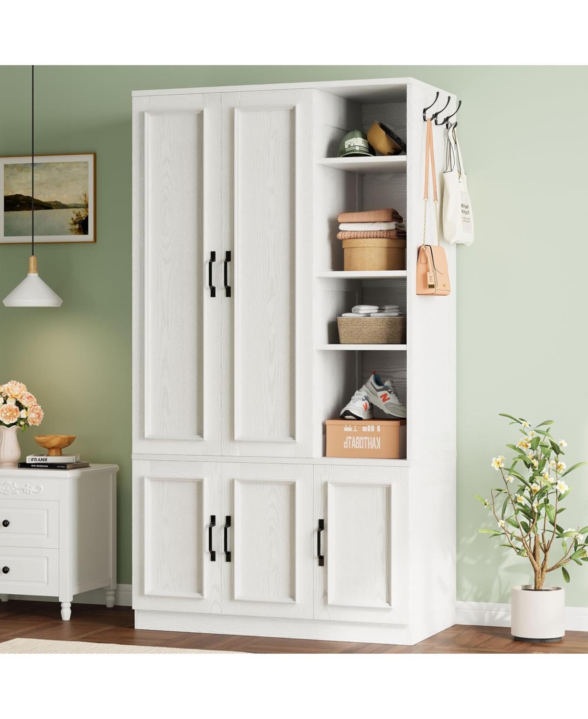 Click here for Wooden Wardrobe with 4 Storage Shelves and Hanging... prices