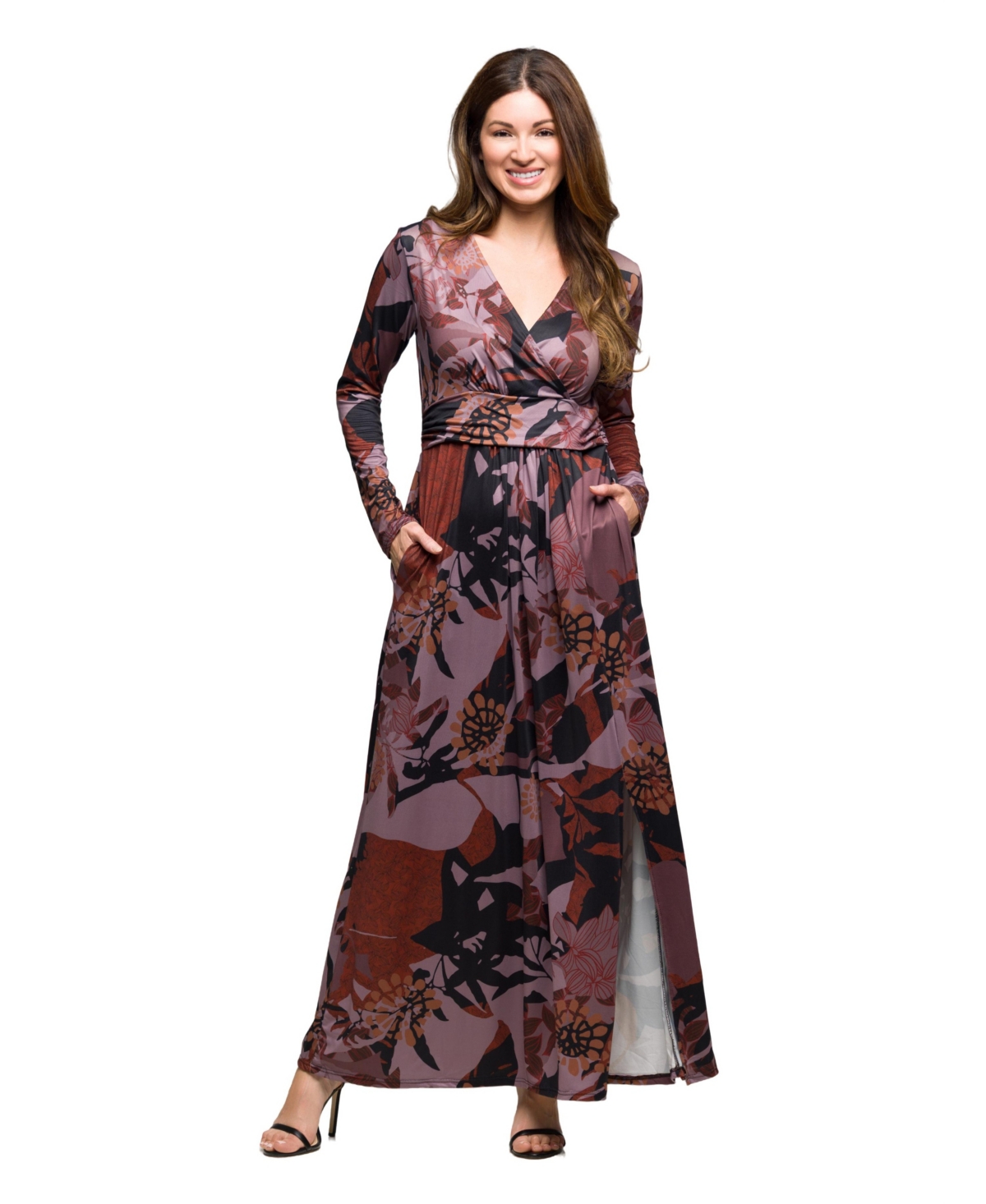 Click here for 24seven Comfort Apparel Womens Gray Floral Print L... prices