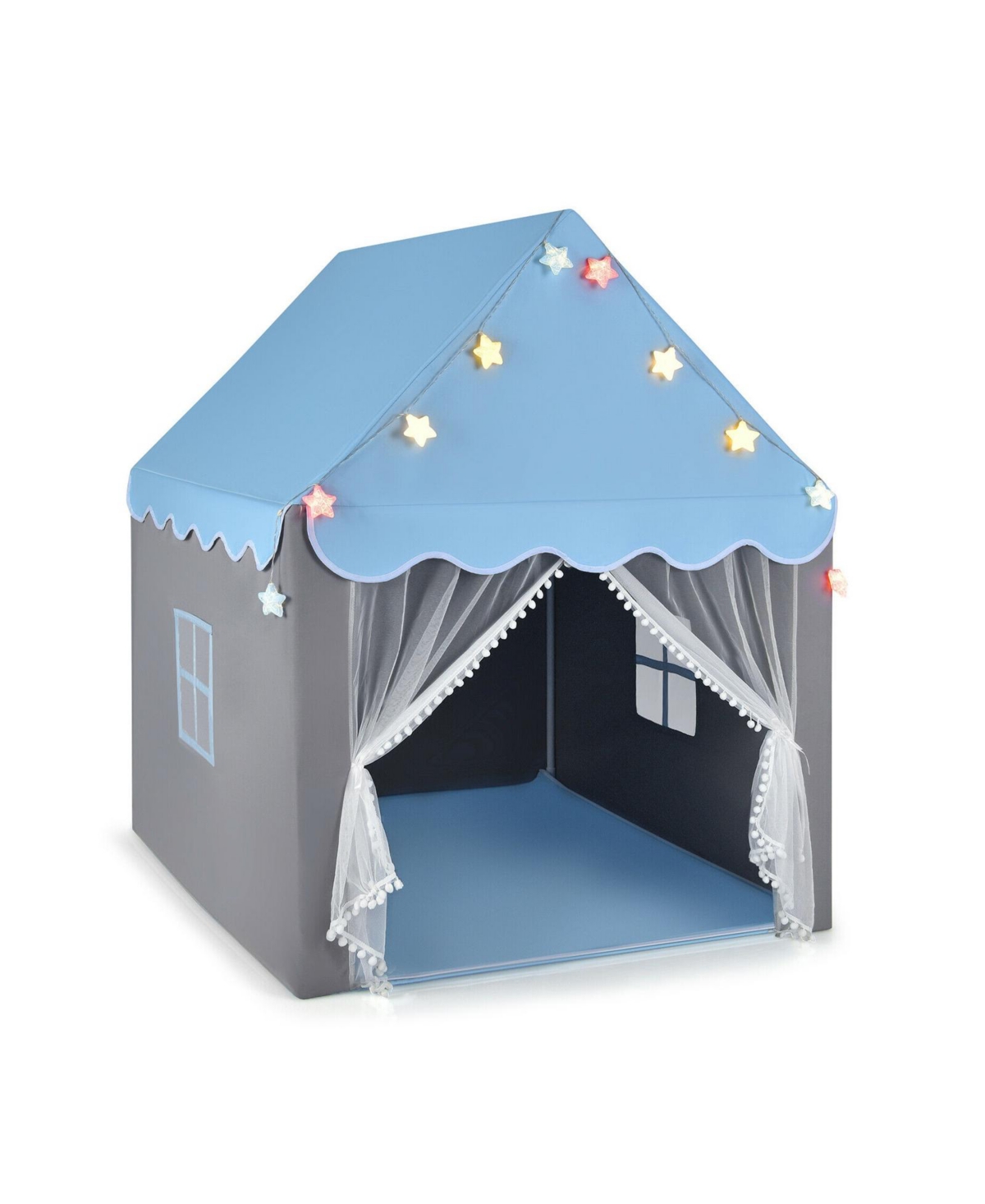 Click here for Large Kids Playhouse Tent with Star Lights - Blue prices