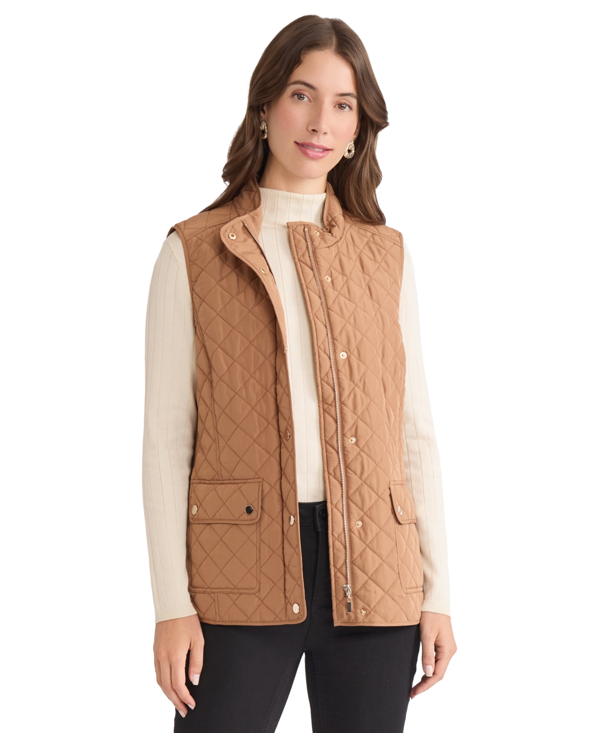 Click here for Jones New York Womens Patch Pocket Vest Jacket - C... prices