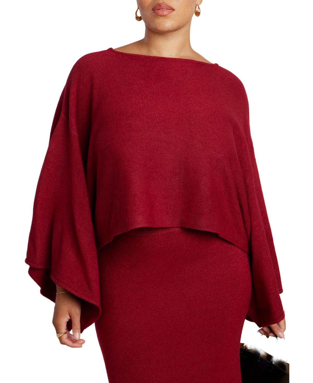Click here for Eloquii Womens Draped Cropped Sweater - Rumba red prices