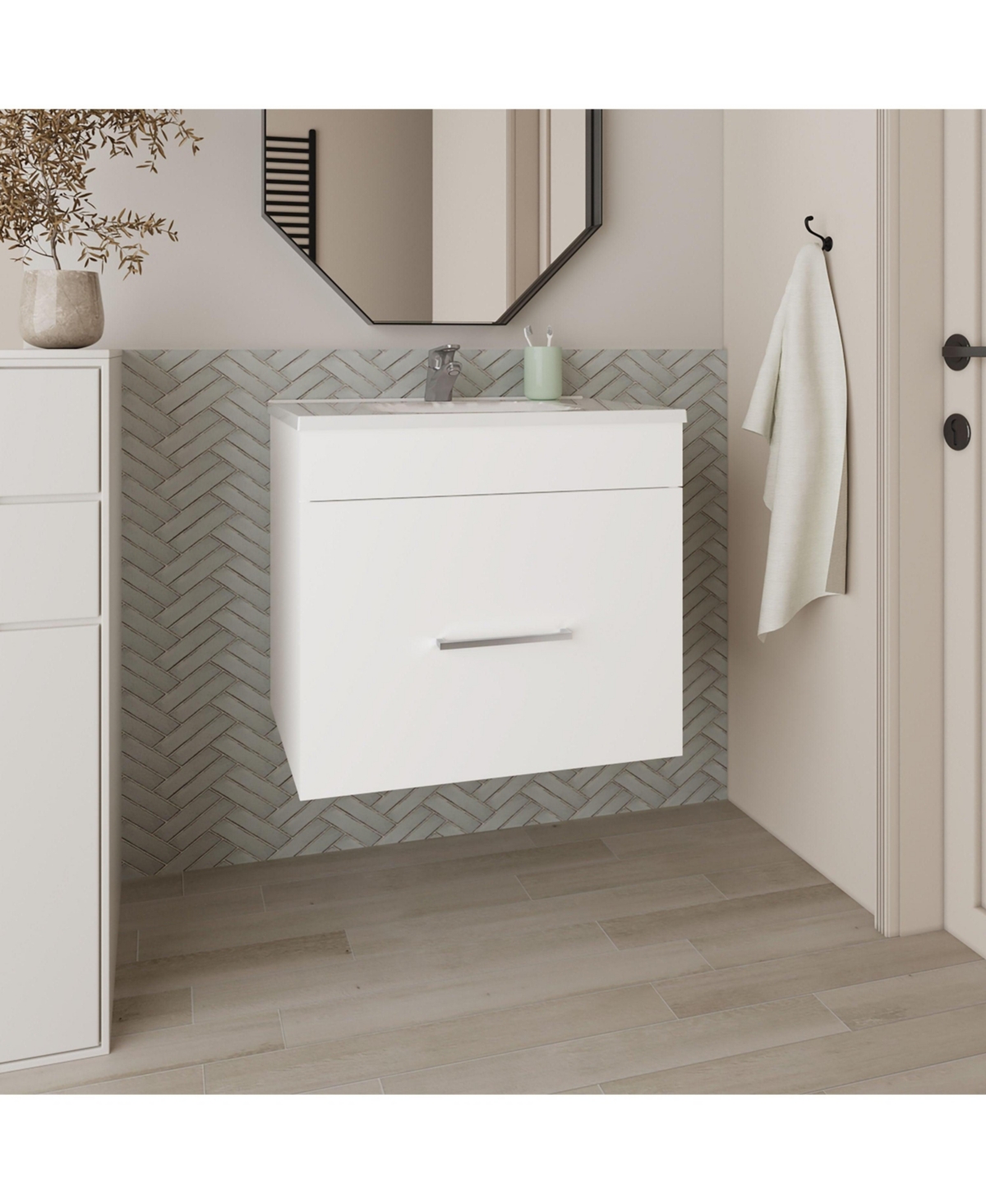 Click here for Depot E-Shop Wixom Bathroom Vanity  1 Drawer - Whi... prices