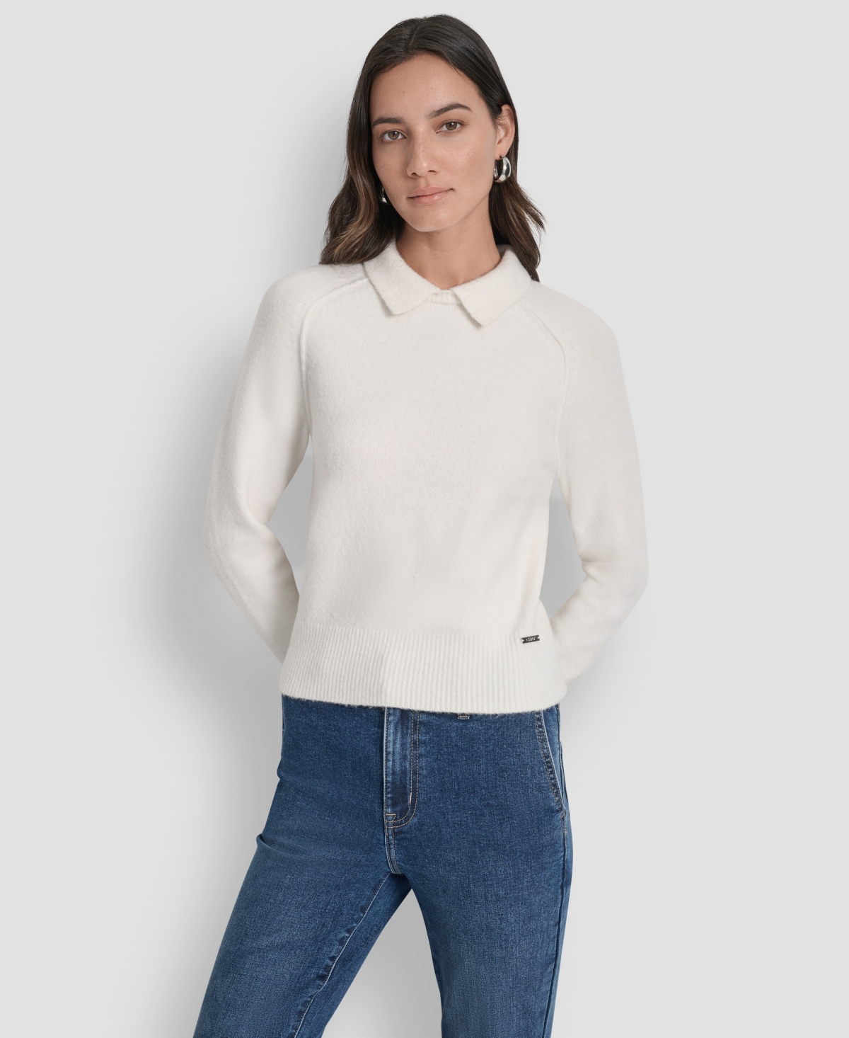 Click here for Dkny Jeans Petite Pullover Polo Sweater - Ivory prices