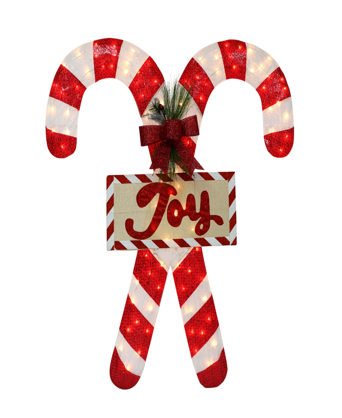 Click here for 4 Lighted Outdoor Fabric Mesh Candy Cane Pair with... prices