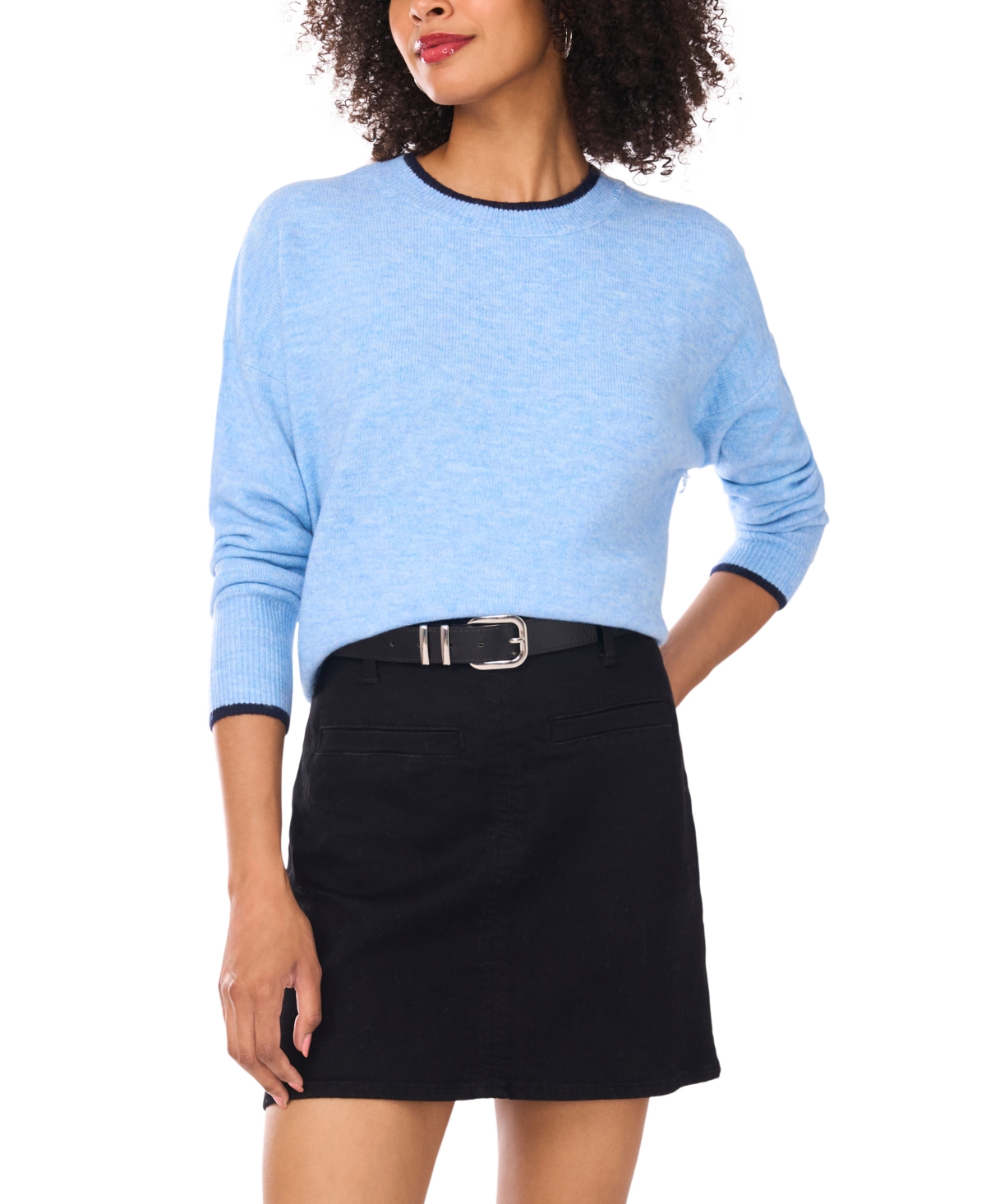 Click here for Vince Camuto Womens Tipped Crewneck Sweater - Blue... prices