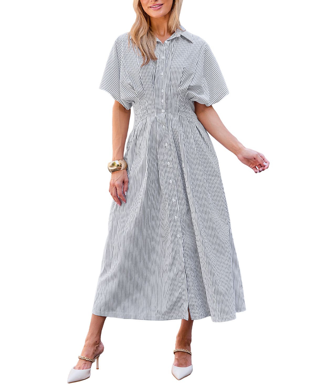 Click here for Cupshe Womens Striped Button Down Shirt Beach Dres... prices