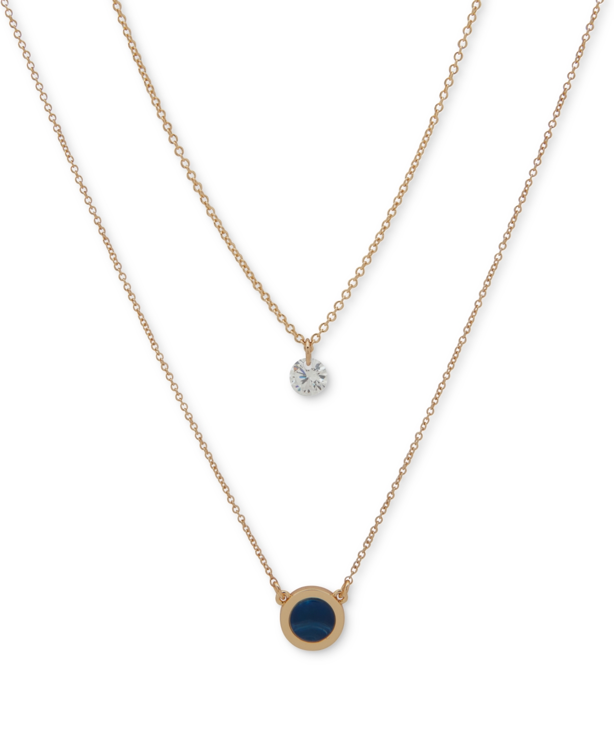 Click here for Dkny Resin Inlay Double Row Pendant Necklace - Nav... prices