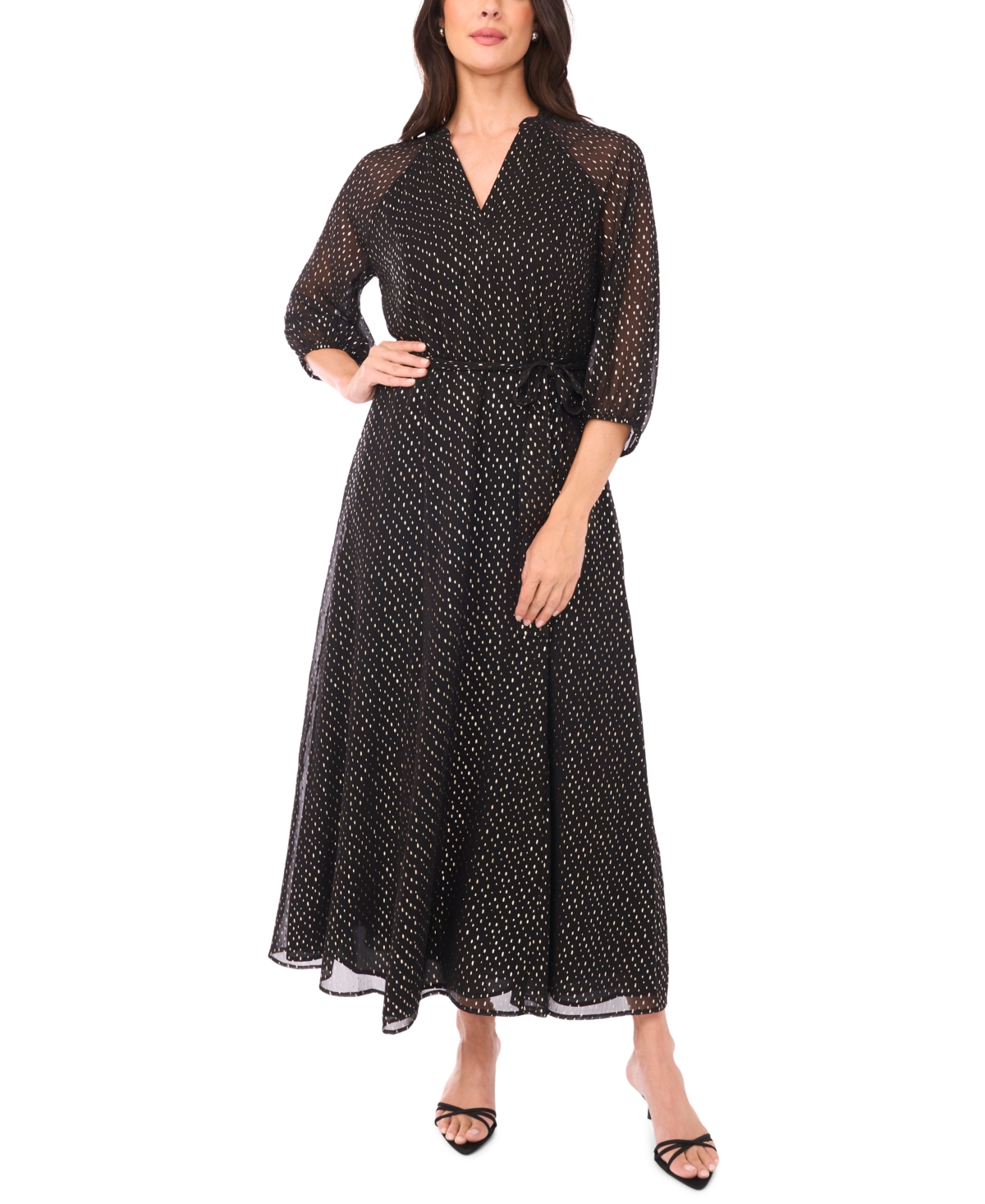 Vince Camuto Womens V-Neck Maxi Dress - Rich Black