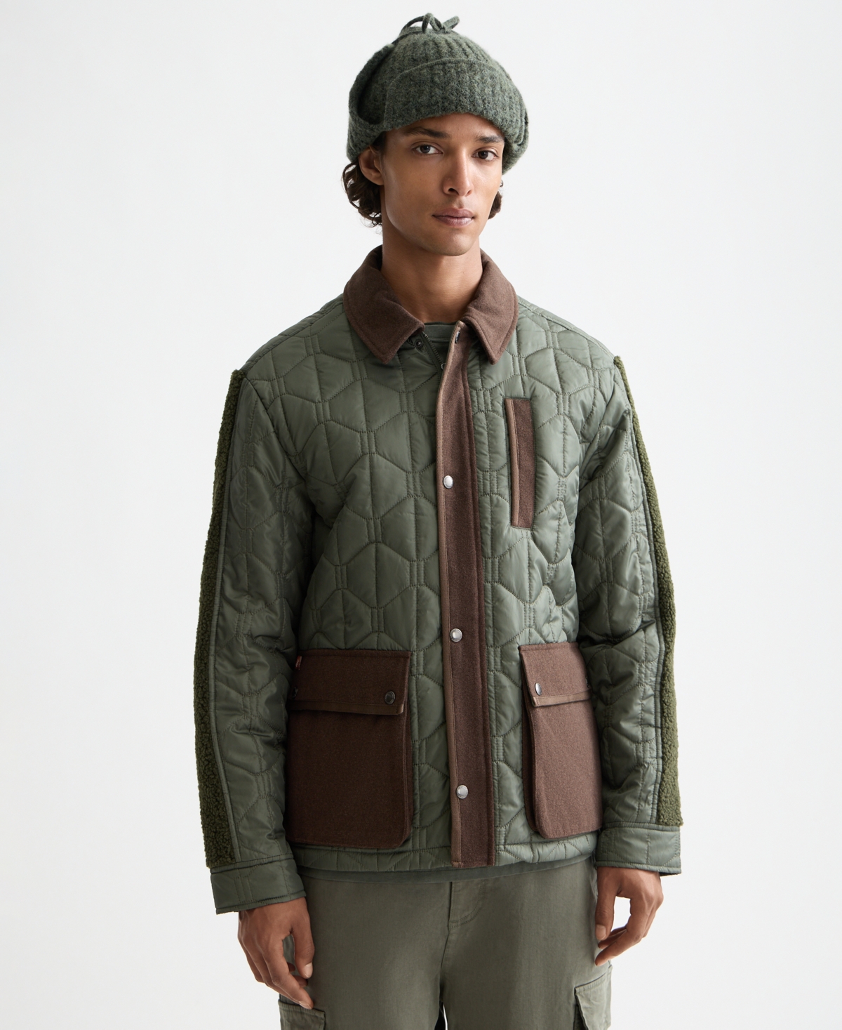 Click here for Scotch & Soda Mens Military Quilted Jacket - Thyme prices
