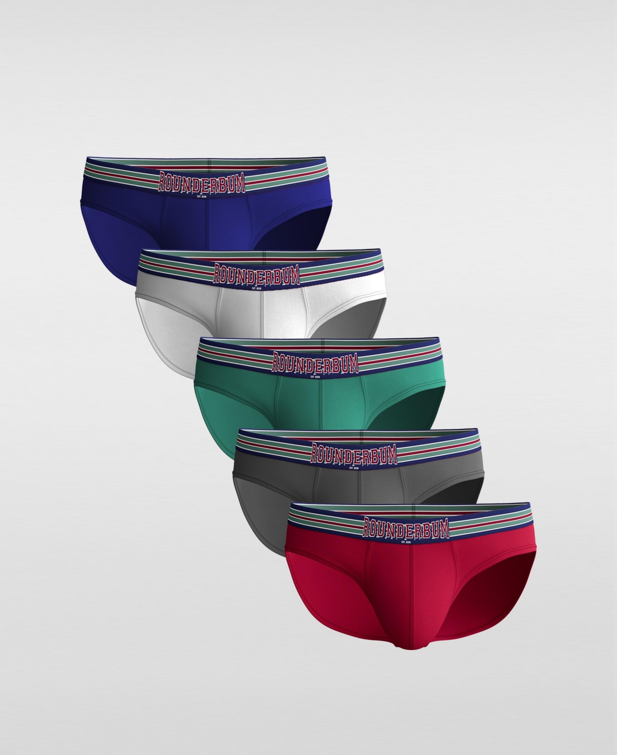 Click here for Rounderbum Mens Varsity Package Brief 5-Pack - Mul... prices