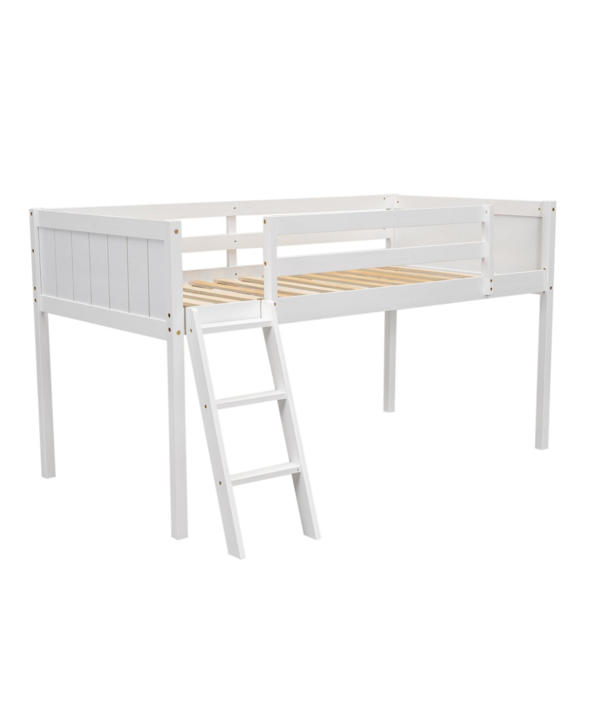 Click here for Twin Size Wood Low Loft Bed with Ladder  ladder ca... prices