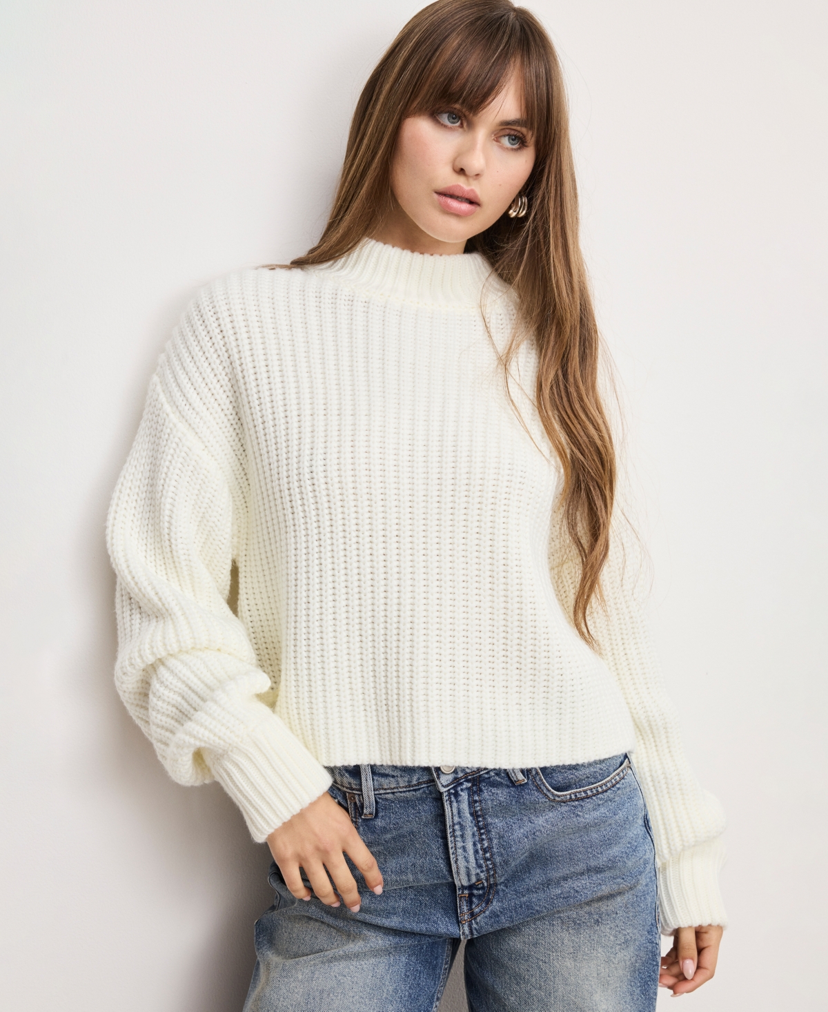 Click here for Good American Womens Chunky Knit Mock Neck Sweater... prices
