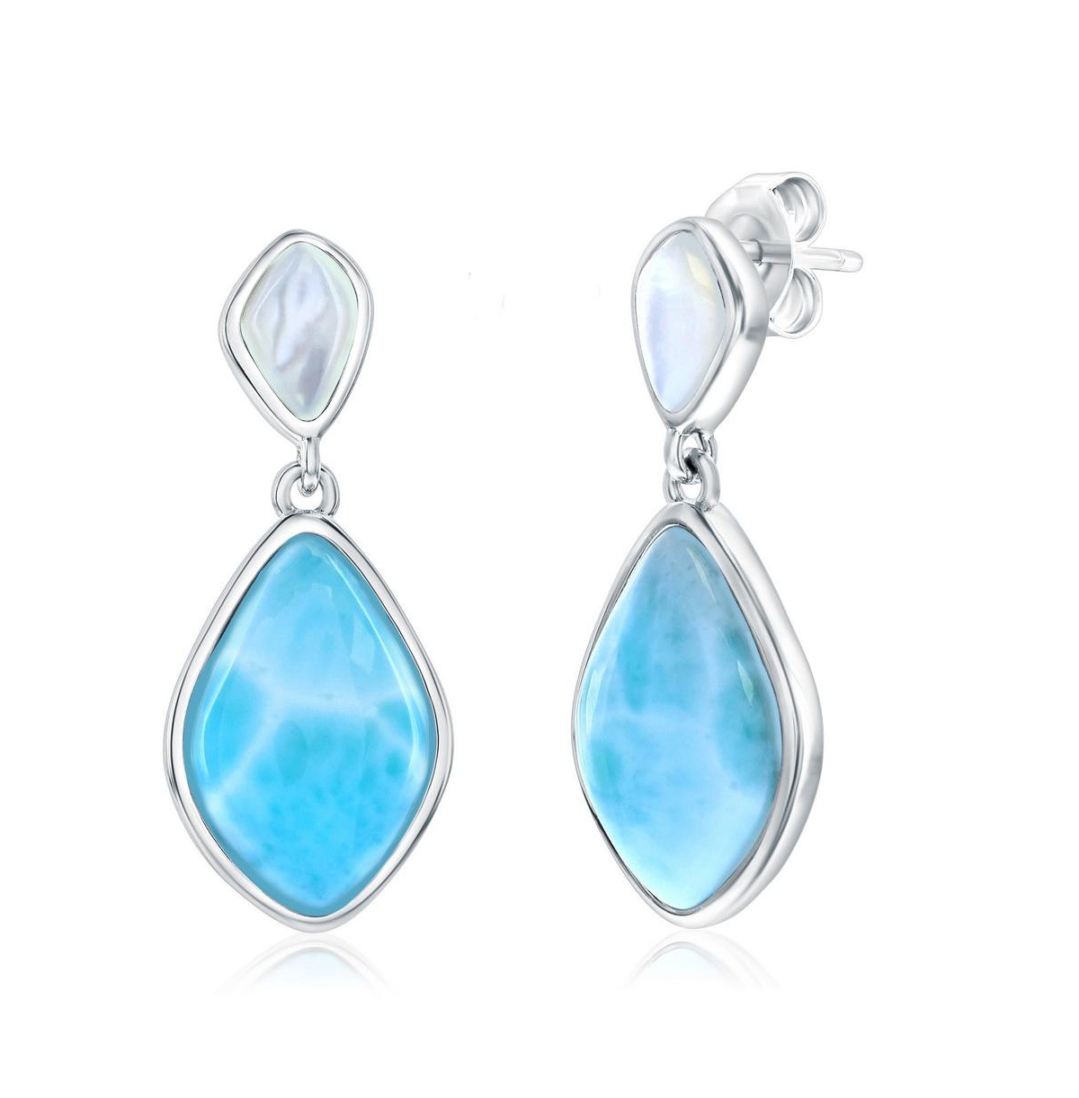 Click here for Sterling Silver  Marquise Larimar & Mop Earrings -... prices