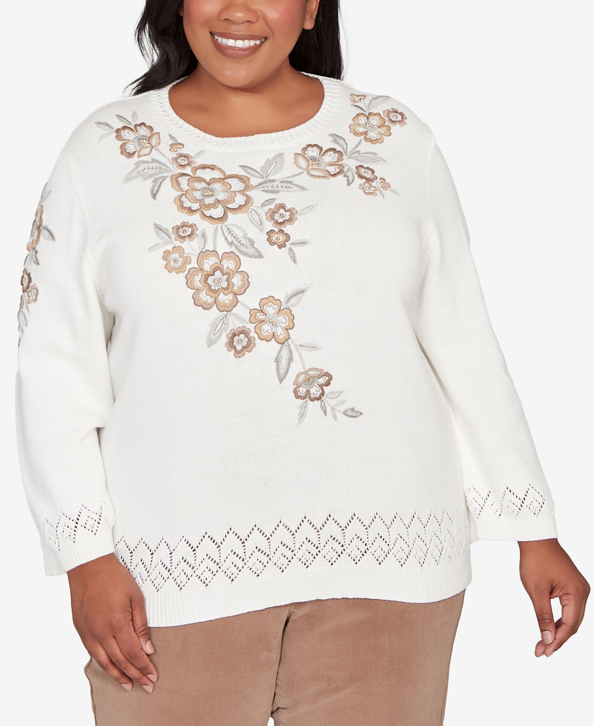 Click here for Alfred Dunner Plus Size Vienna Floral Embroidered... prices
