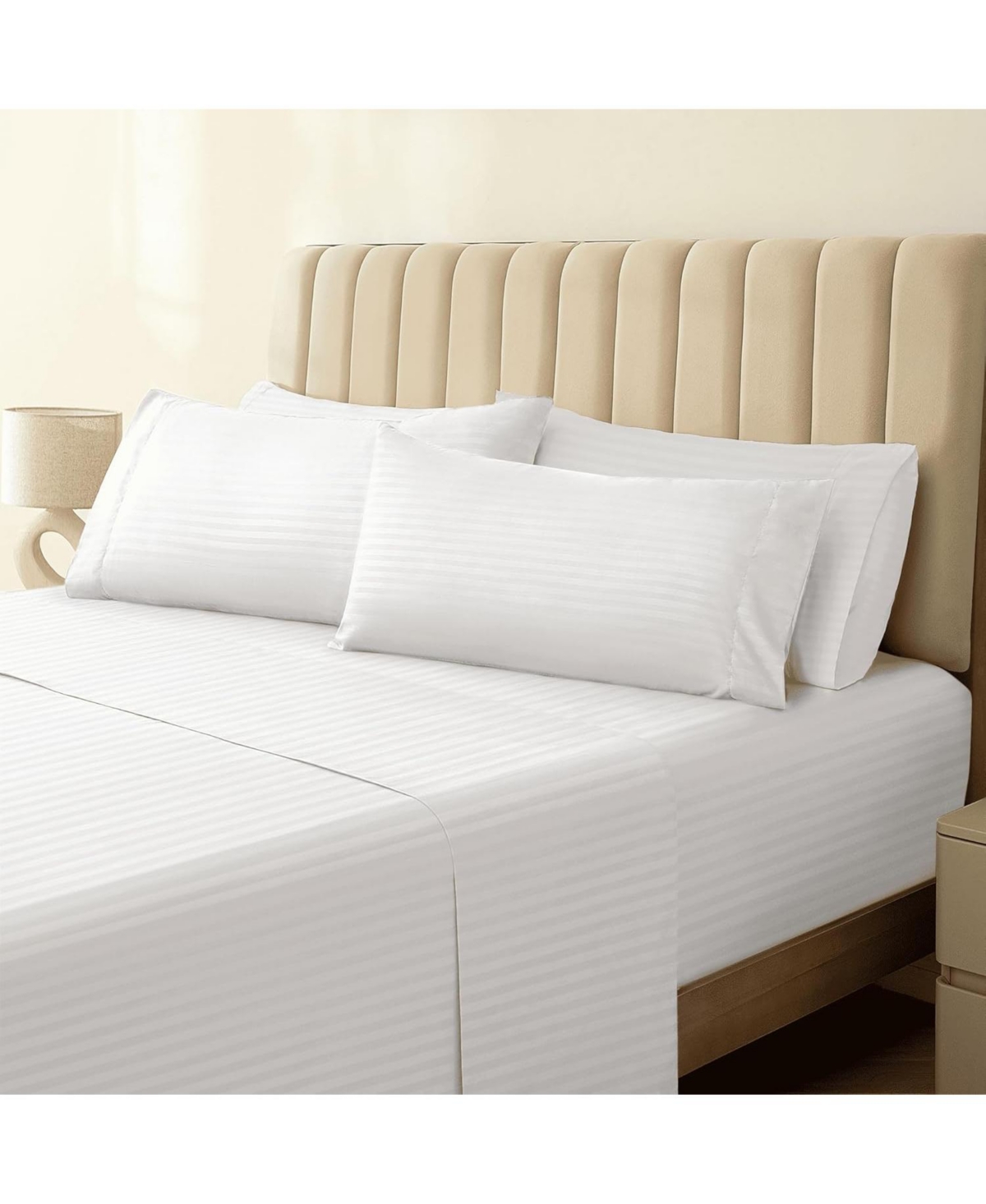 Click here for 4PC Striped Silky Soft Cooling Deep Pocket Perform... prices