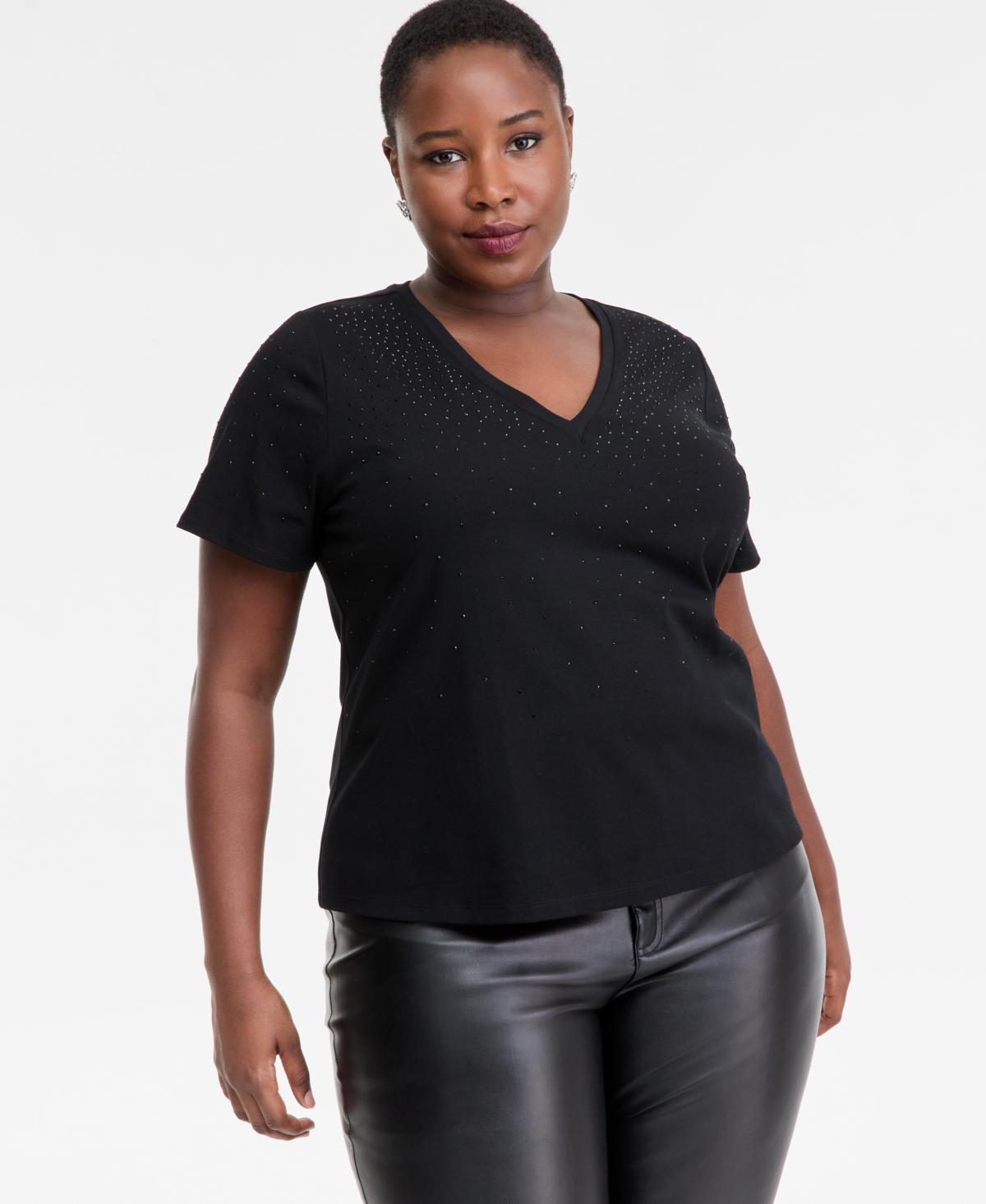 Click here for I.n.c. International Concepts Plus Size V-Neck Rhi... prices