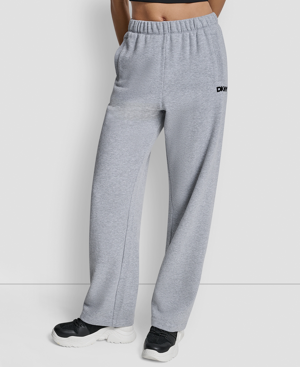 Click here for Dkny Womens Flocked Logo Boyfriend Open Leg Pants... prices