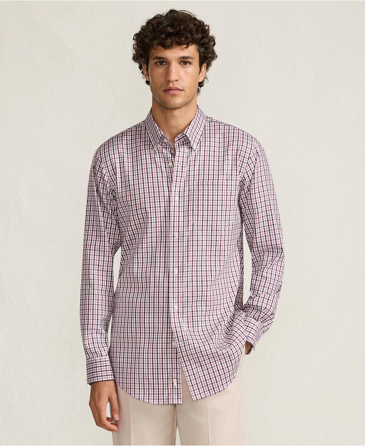Click here for Lands End Mens Pattern No Iron Supima Pinpoint But... prices