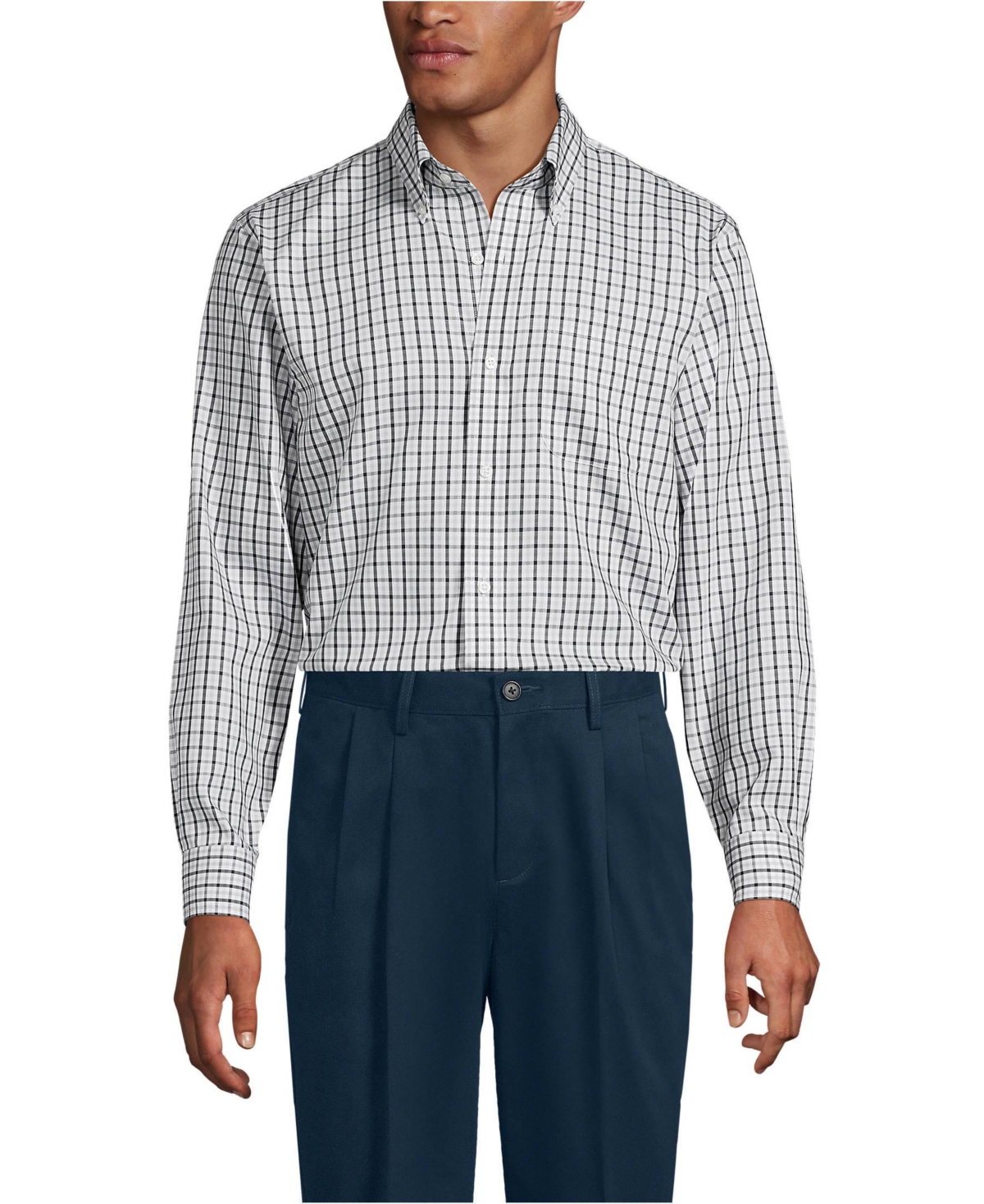 Click here for Lands End Mens Pattern No Iron Supima Pinpoint But... prices