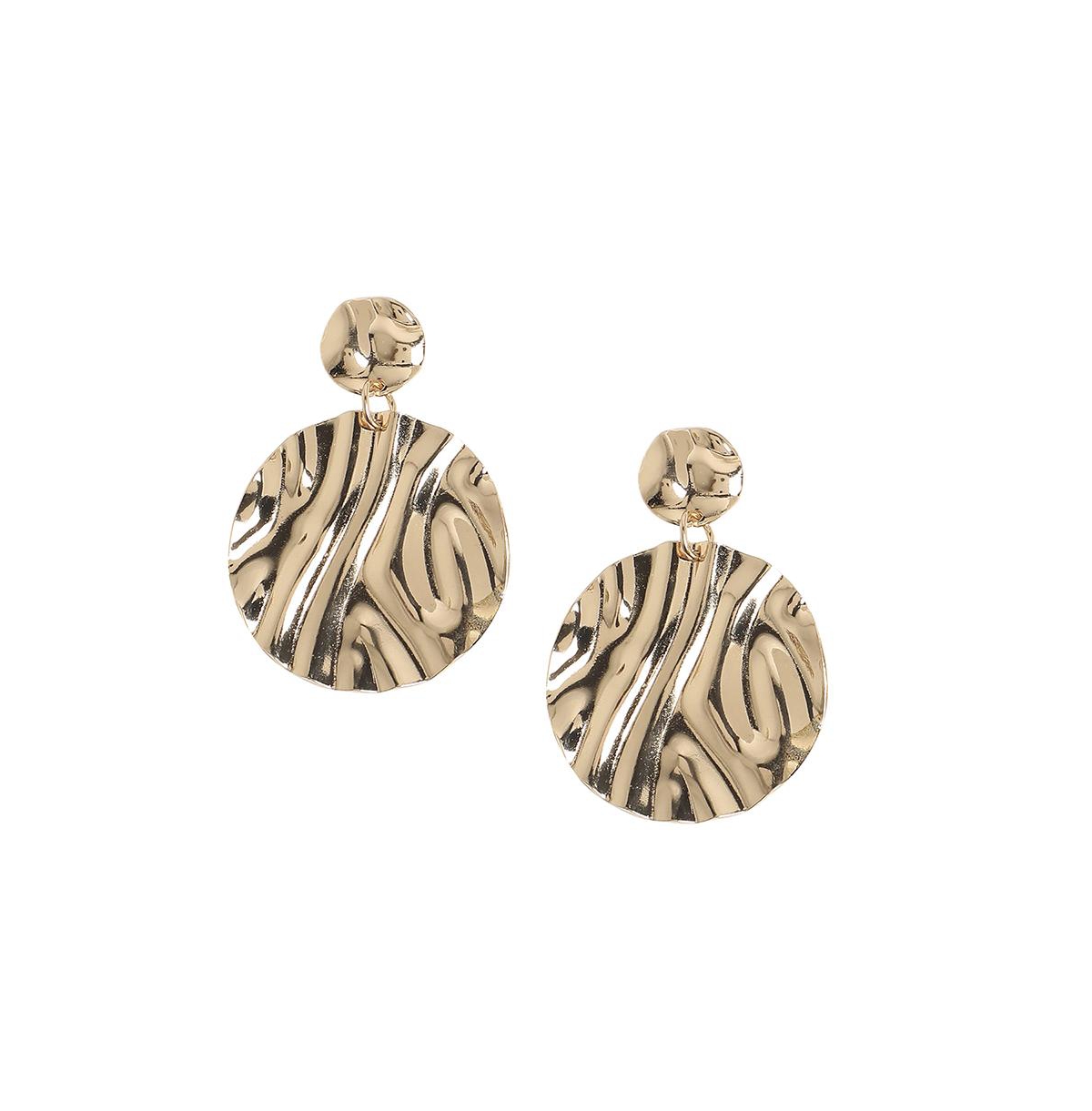 Click here for Dented Circular Drop Earrings - Gold prices