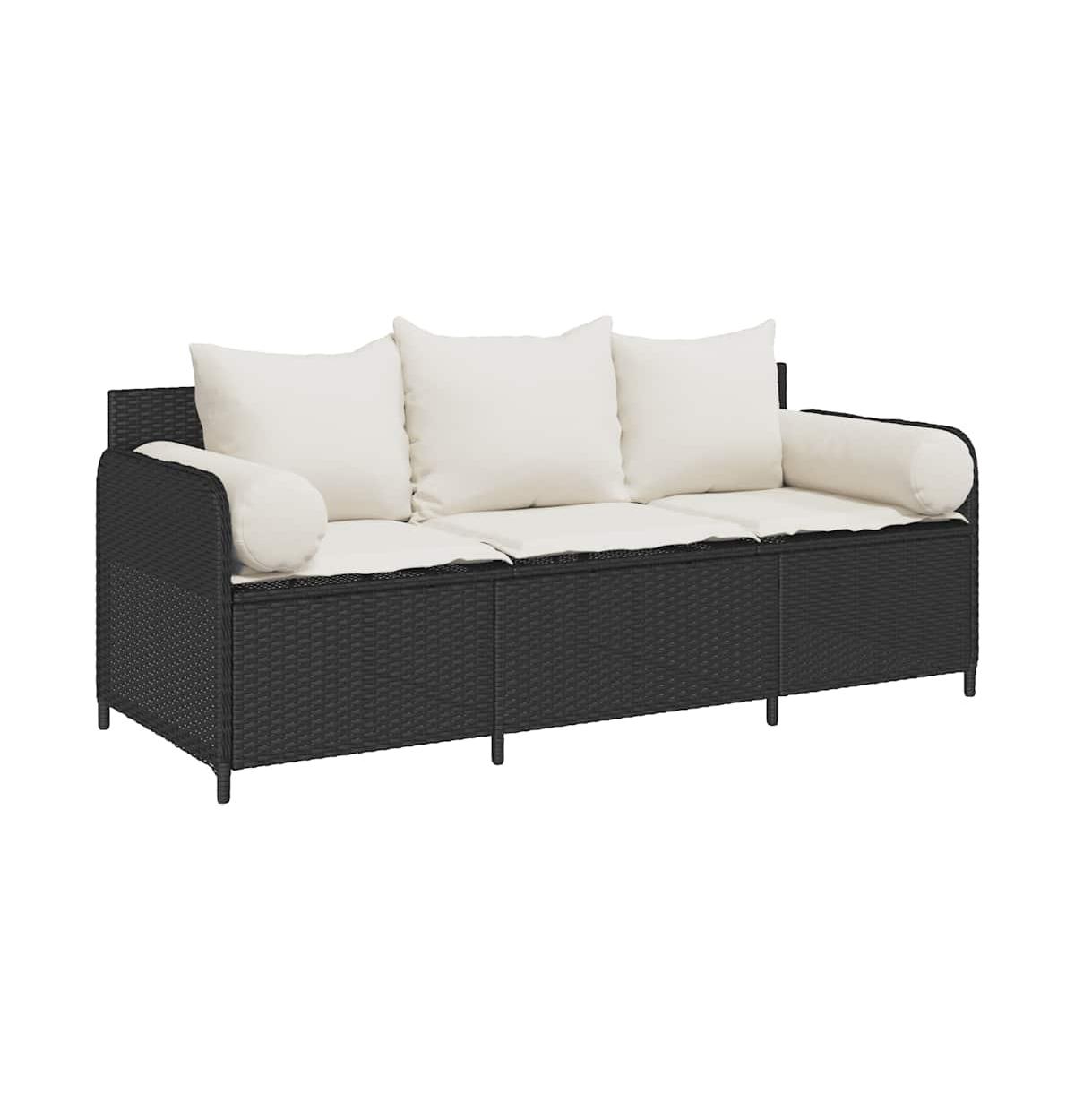 Click here for Garden Sofa Black Pe Rattan  Powder-Coated Steel 3... prices