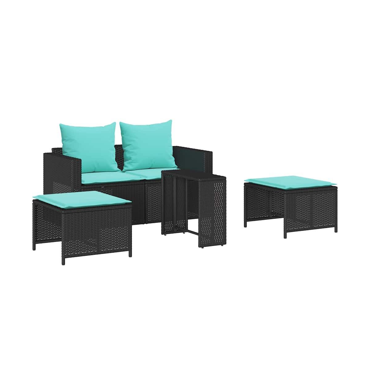 Click here for 5 Piece Patio Sofa Set with Cushions Stackable Bla... prices
