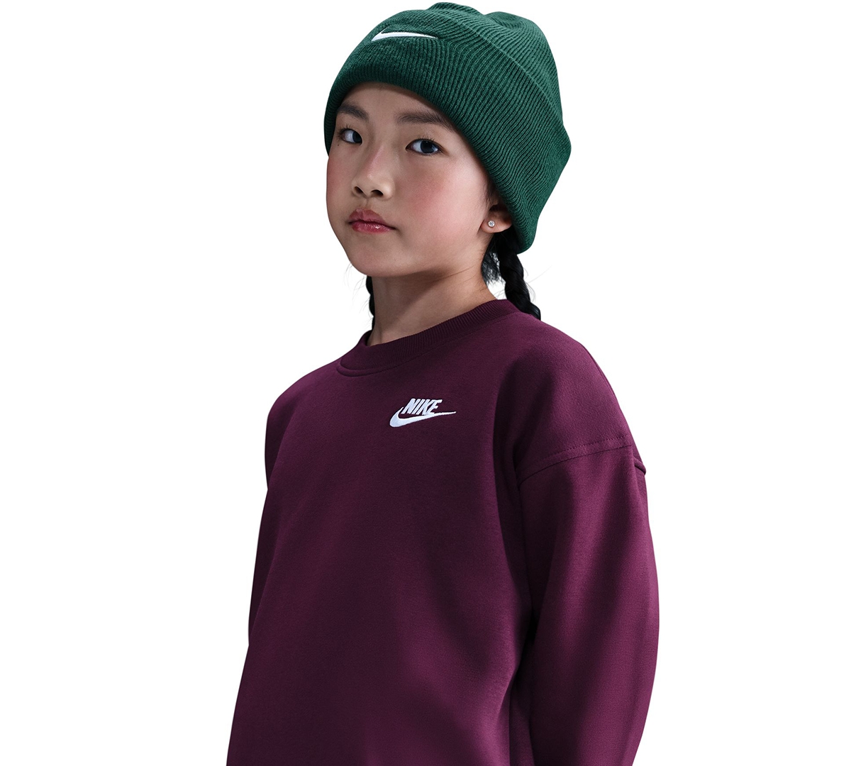 Nike Big Girls 7-16 Sportswear Club Fleece Oversized-Fit Sweatshirt - Bordeaux