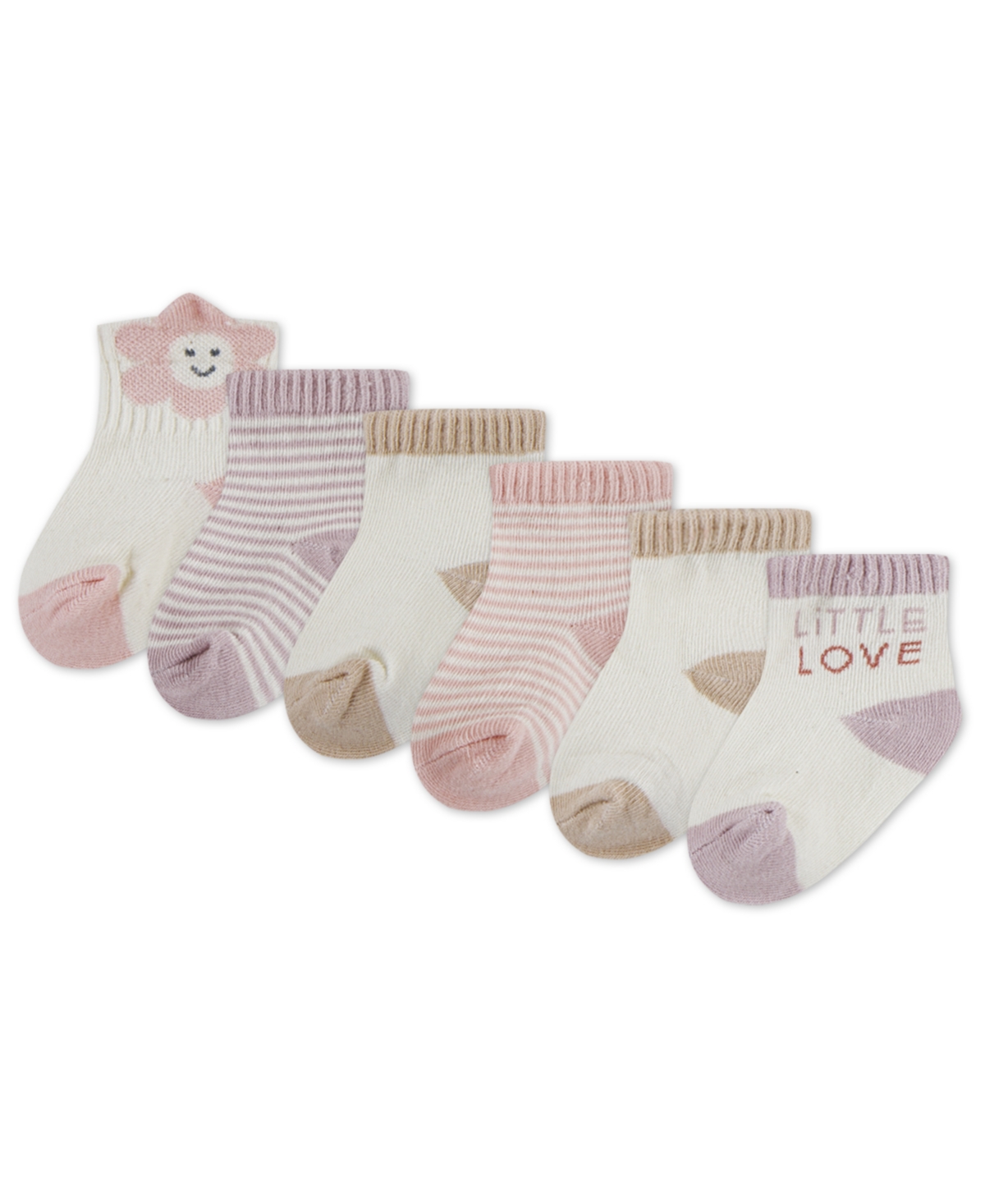 Huggies Baby Boys 6-Pack Printed Socks - White  Beige  Purple