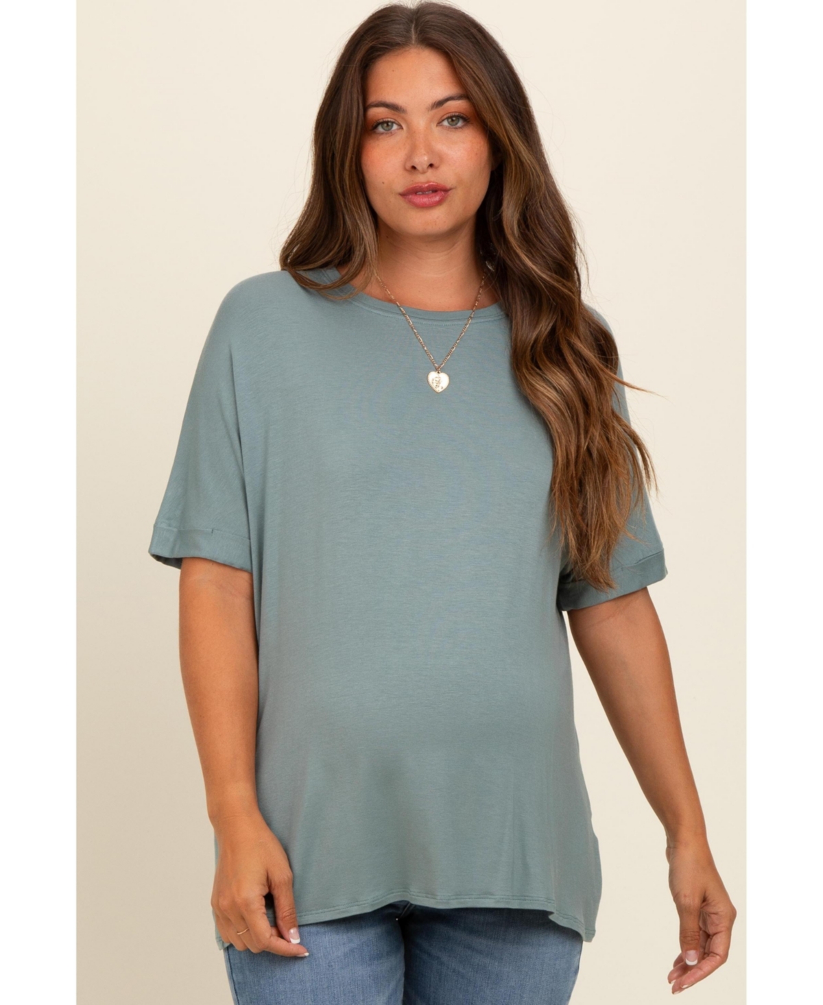 Click here for Pinkblush Maternity Light Olive Relaxed Fit T-Shir... prices