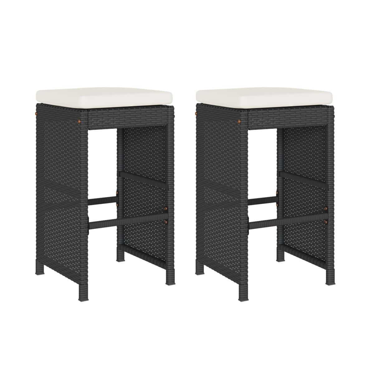 Click here for vidaXL Garden Bar Stool Set of 2 Black Poly Rattan... prices