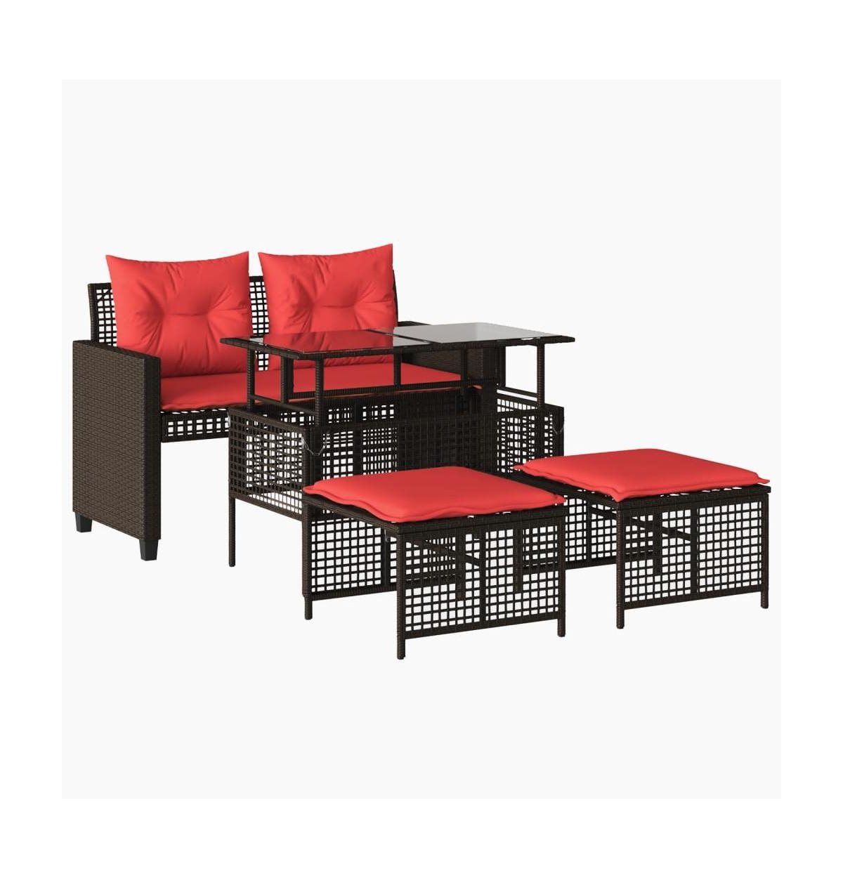 Click here for vidaXL 4 Piece Patio Sofa Set with Cushions Brown... prices