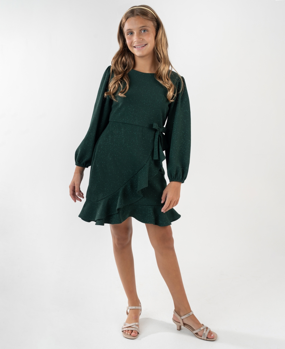 Click here for Rare Editions Girls 7-16 Ruffle Detail Wrap Dress... prices