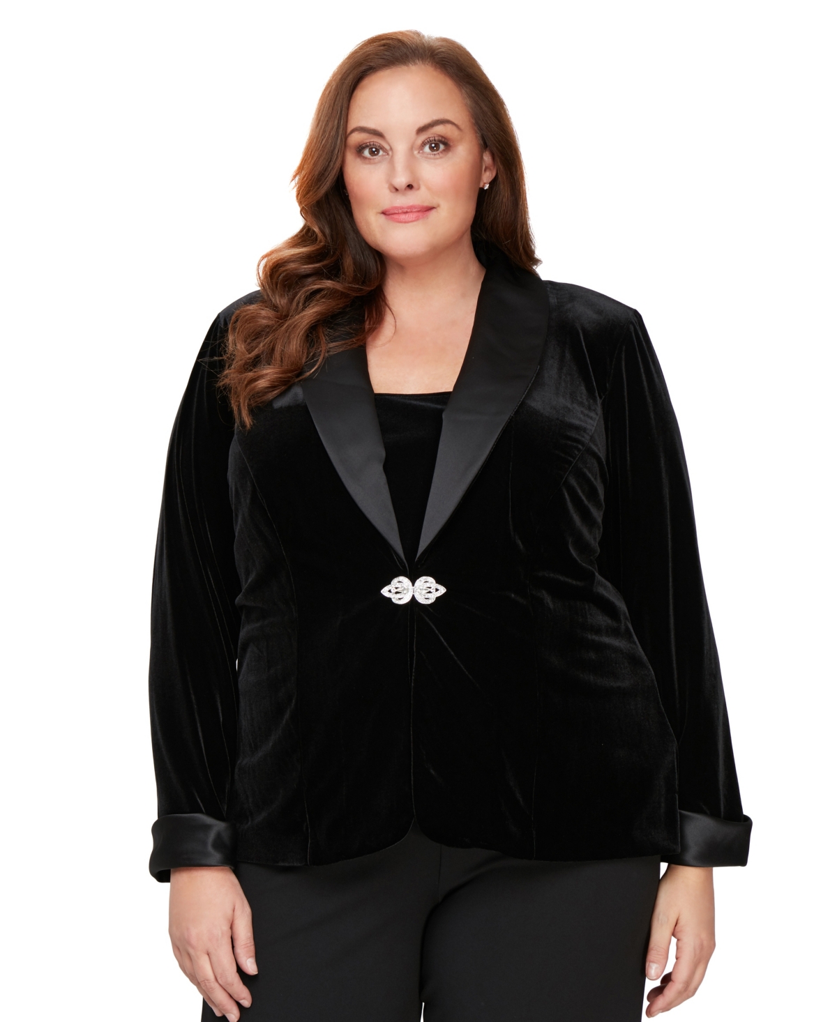 Click here for Alex Evenings Plus Size Velvet Blazer & Sleeveless... prices