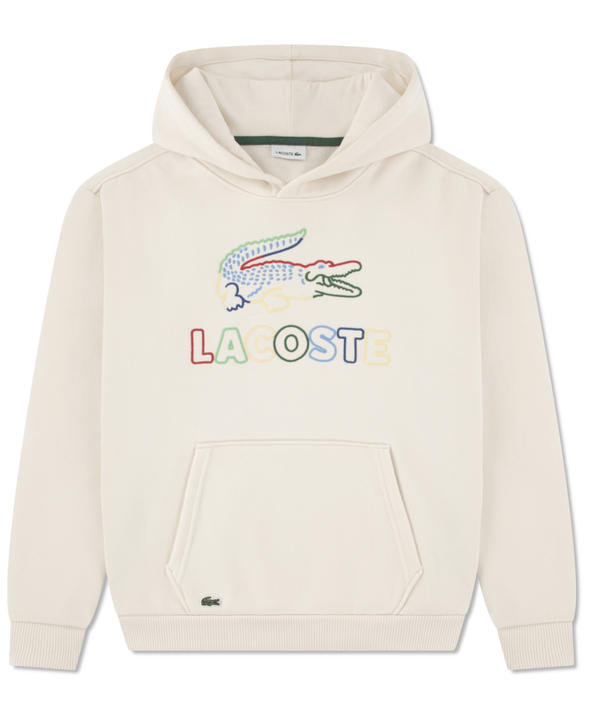 Click here for Lacoste Boys 8-20 Logo Embroidered Hoodie - Cream prices