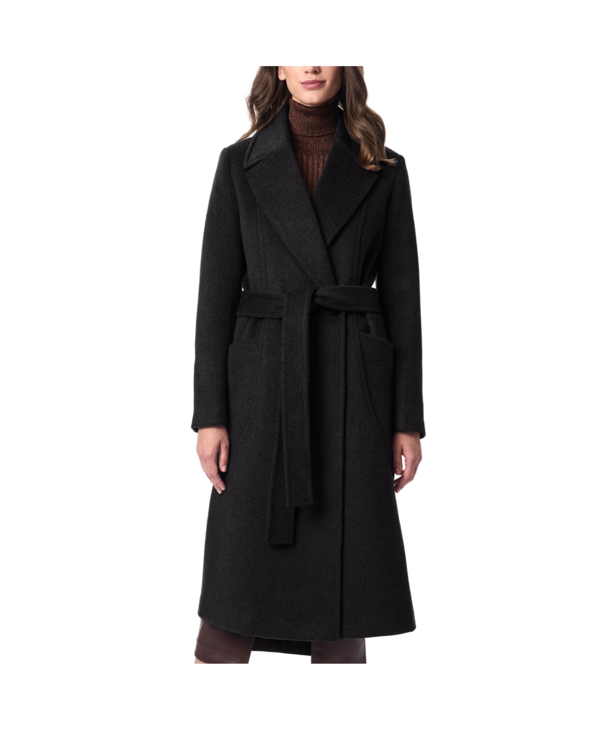 Click here for Bernardo Womens Belted Wool Blend Coat - Black prices