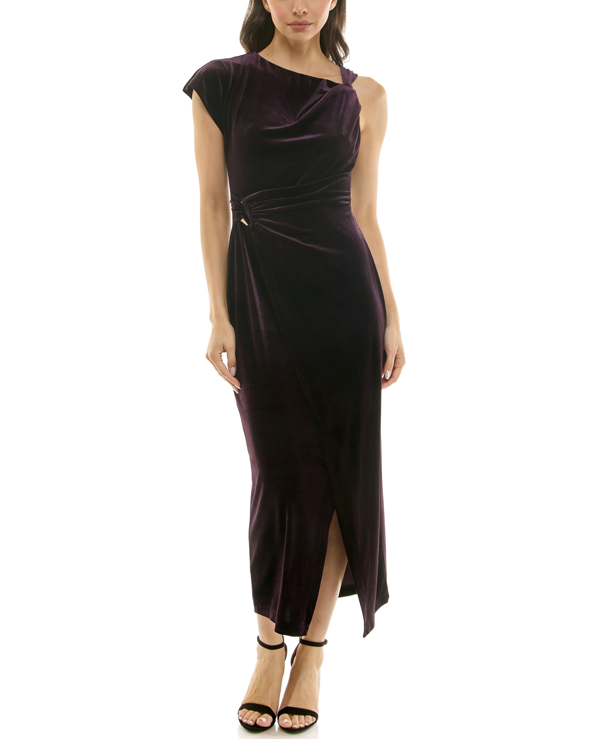 Click here for Taylor Womens Asymmetrical Midi Velvet Dress - Plu... prices