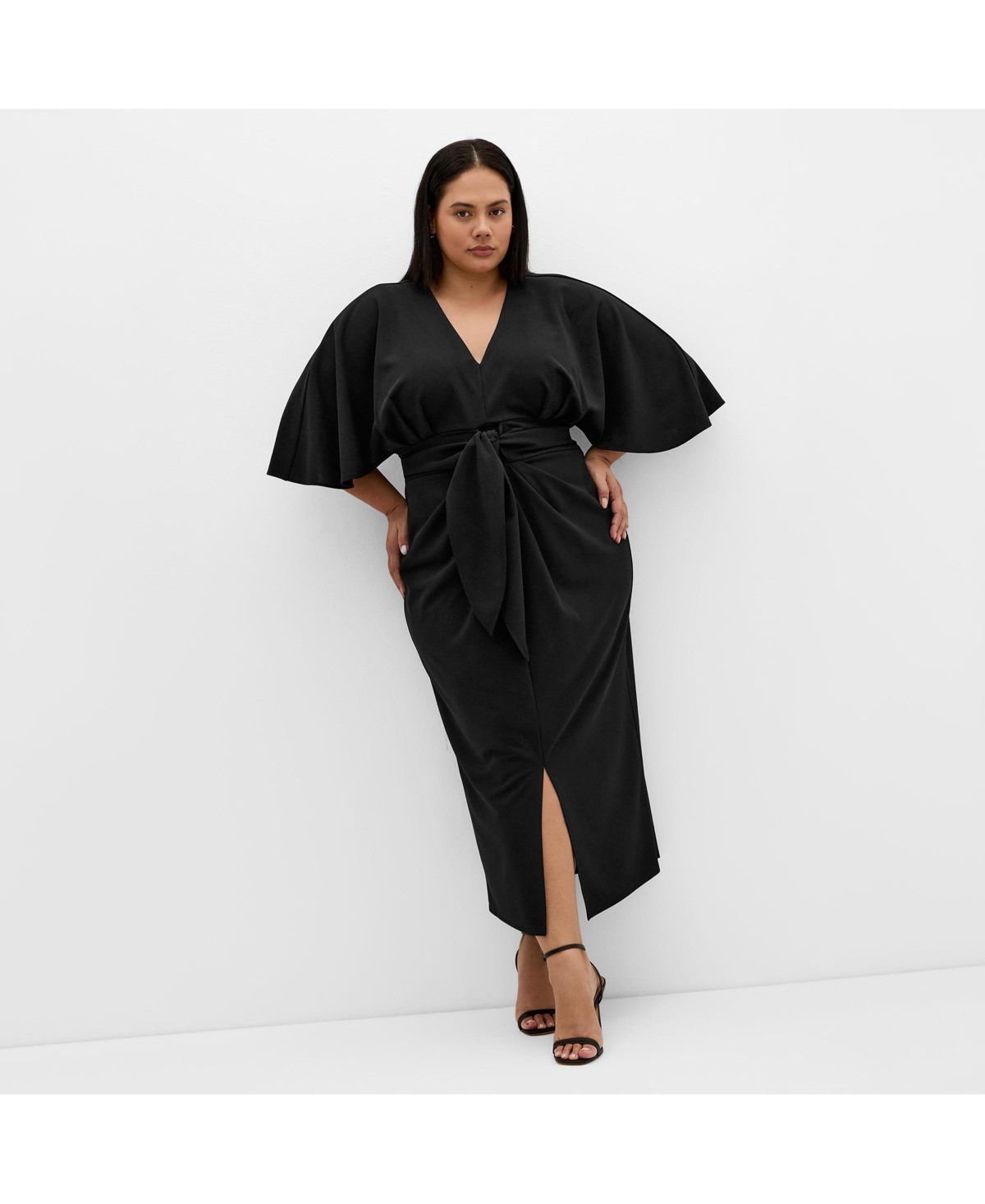 Click here for City Chic Womens Briella Tie Front Midi Dress - Bl... prices
