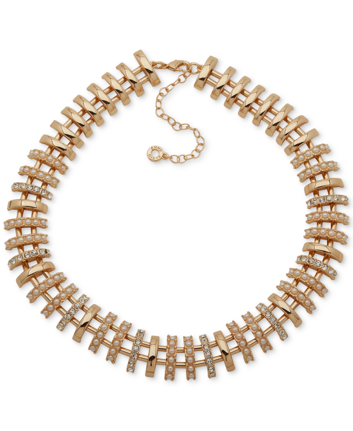 Click here for Anne Klein Glass Stones Gold-Tone Open Bar Stateme... prices