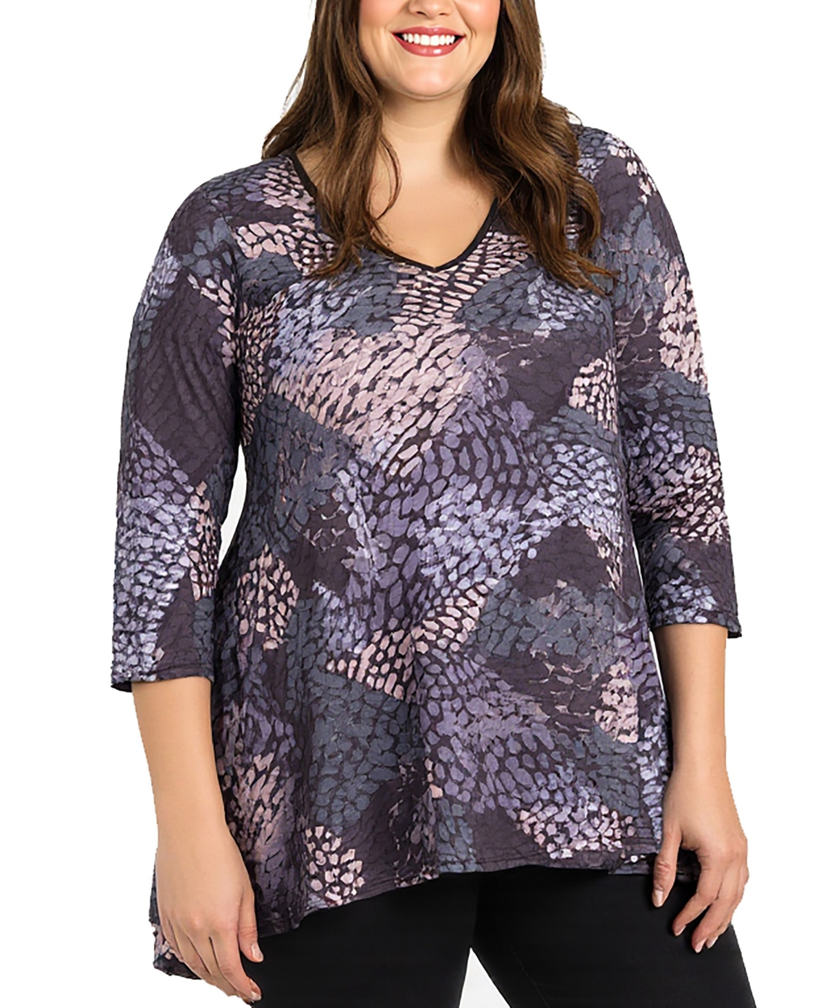 Click here for 24seven Comfort Apparel Plus Size Gray Abstract Pr... prices