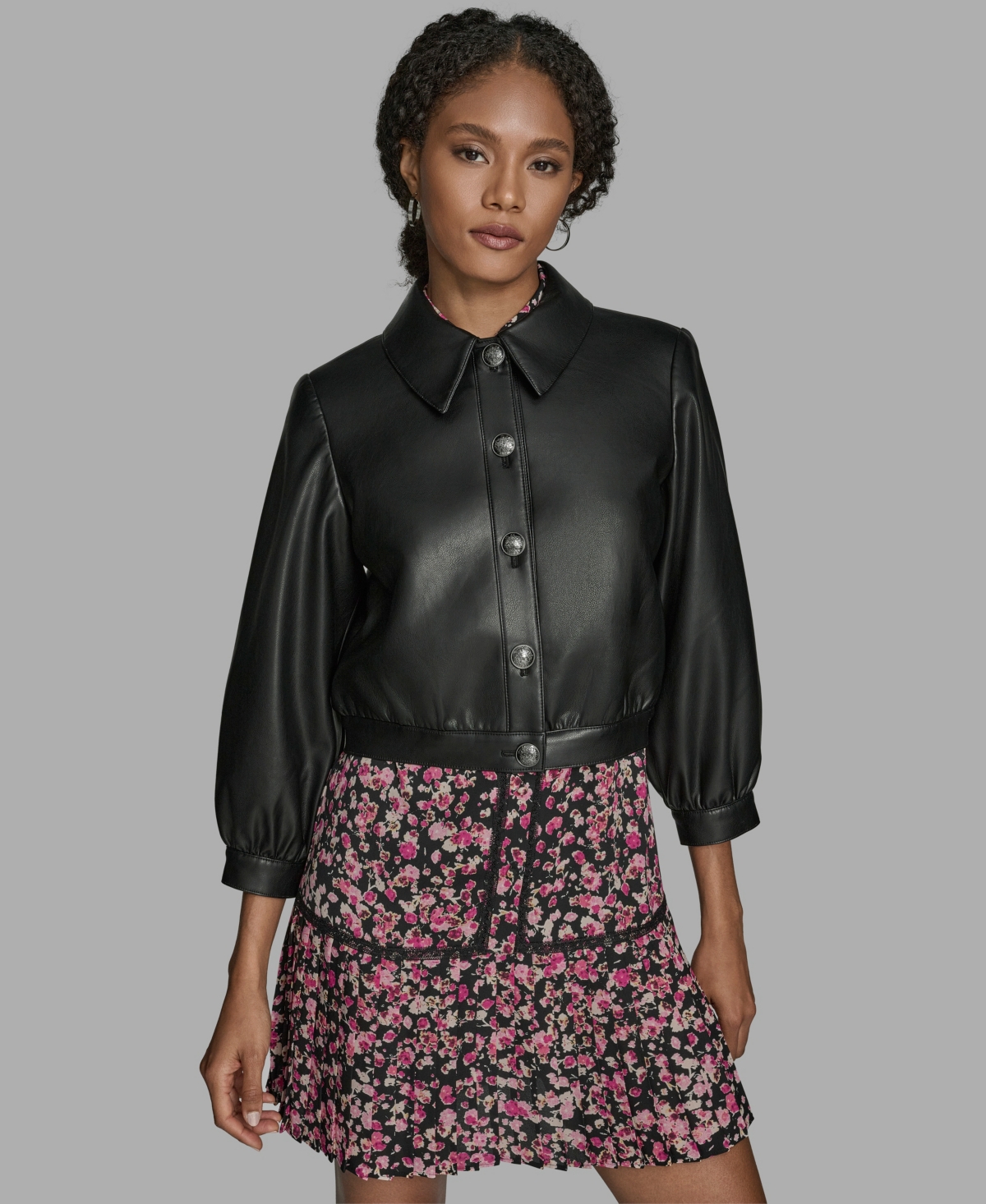 Click here for Bcbg Womens Crop Button Front Jacket - Black prices