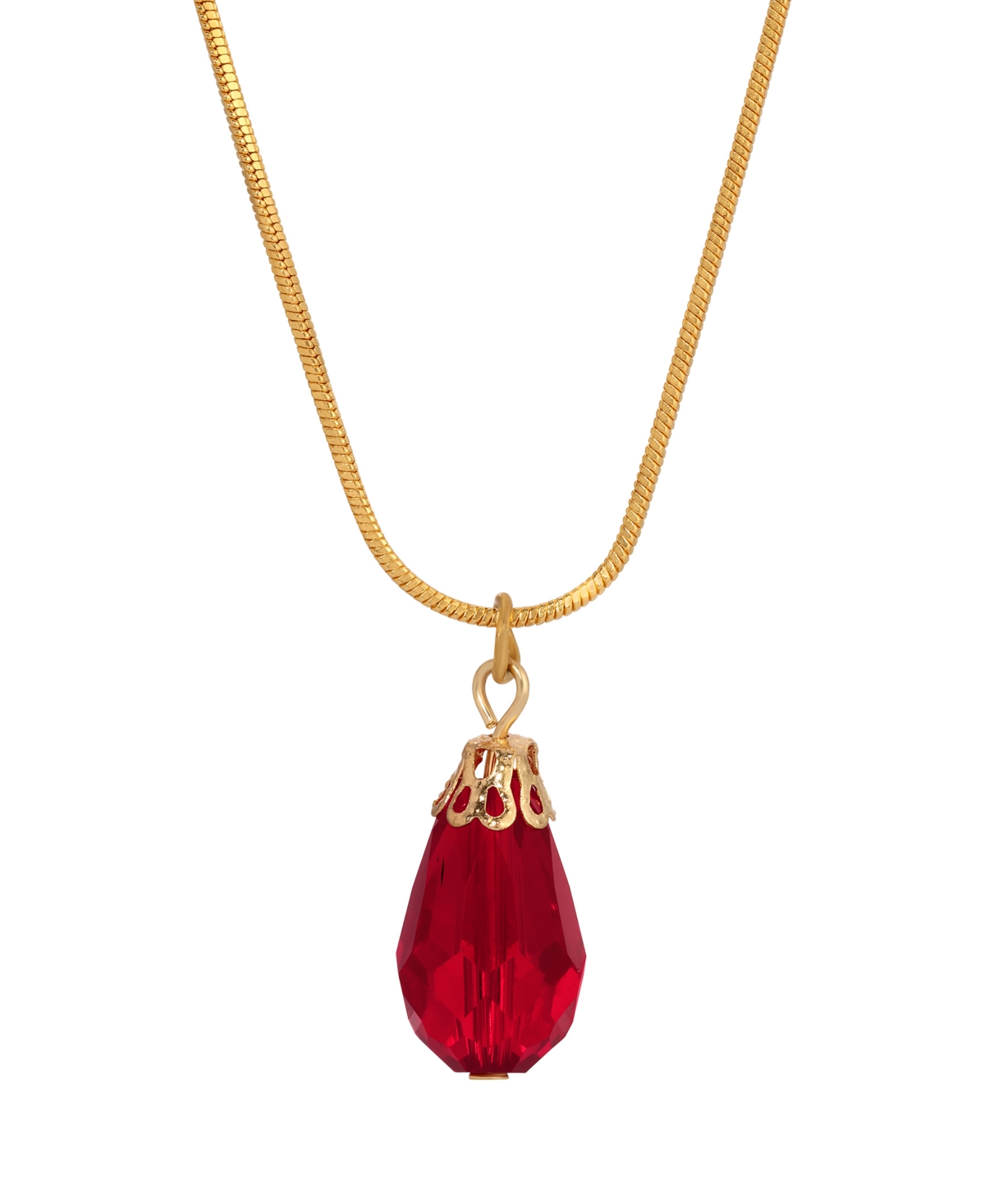 Click here for 2028 Silver Tone Teardrop Bead Necklace - Red prices
