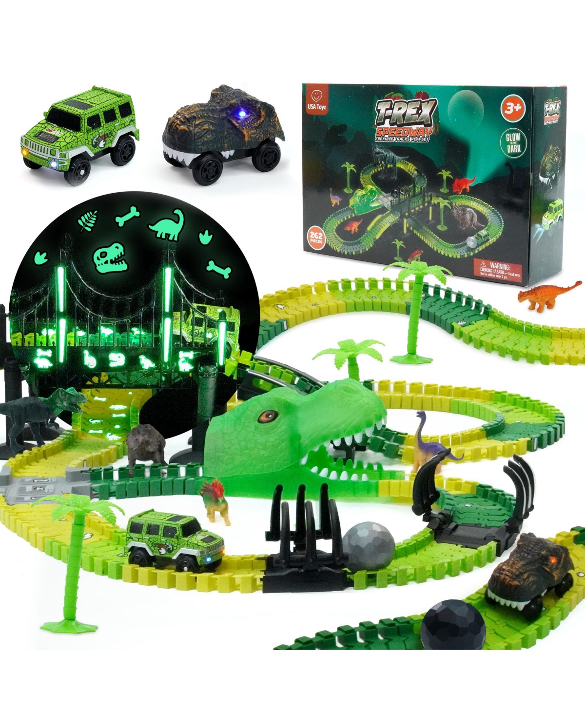 Click here for Usa Toyz Dinosaur Race Tracks for Kids- 262pk prices
