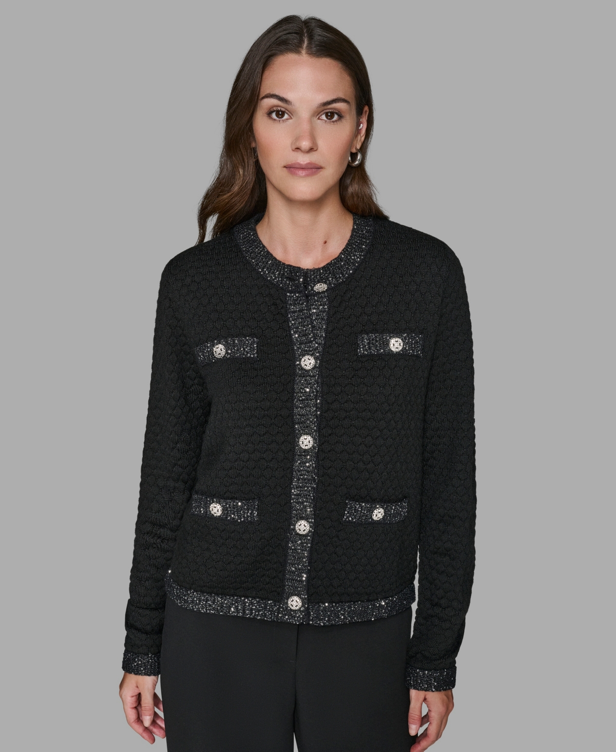 Click here for Karl Lagerfeld Paris Womens Crewneck Textured Card... prices