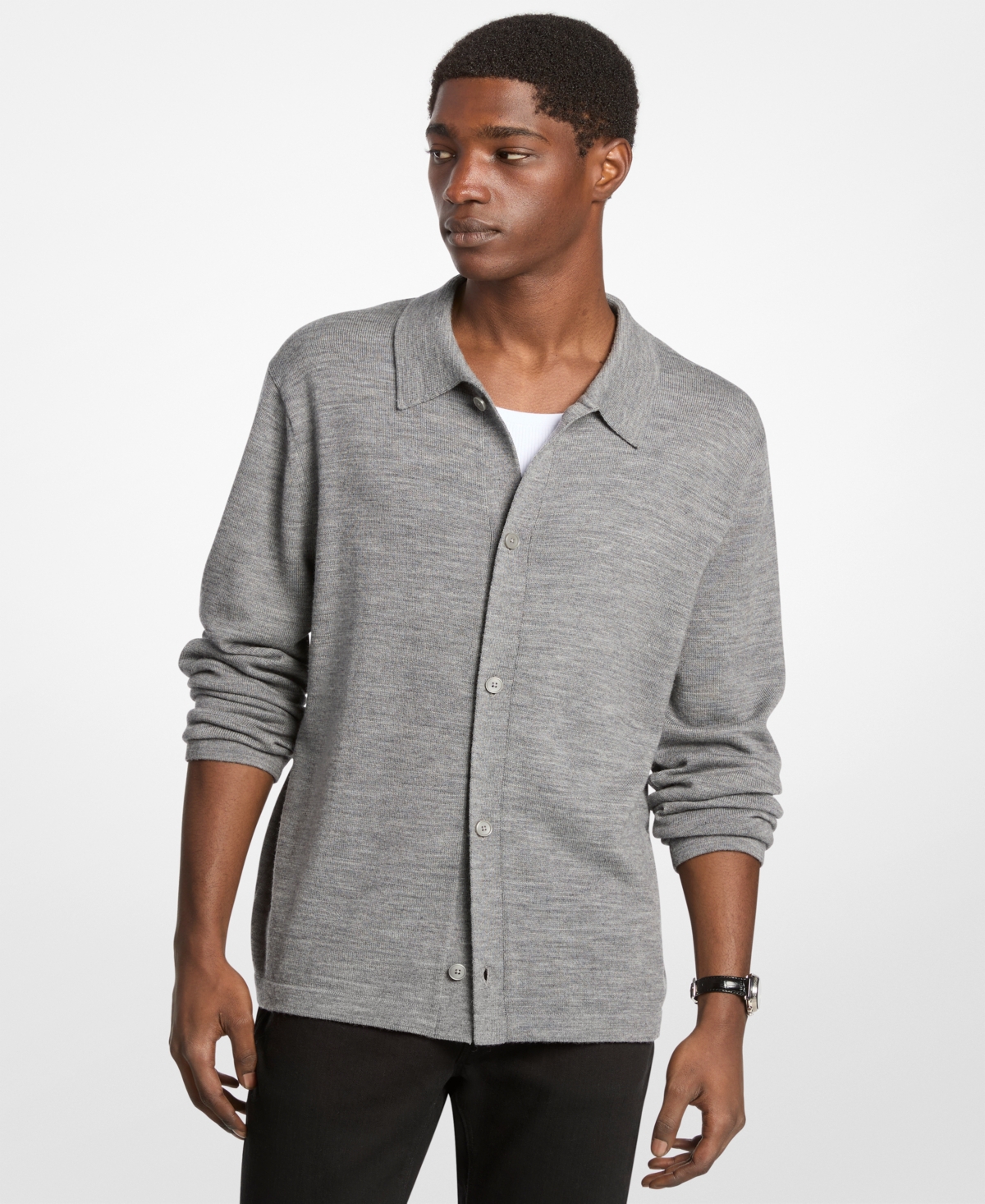 Click here for Michael Kors Mens Wool Collared Cardigan Sweater -... prices