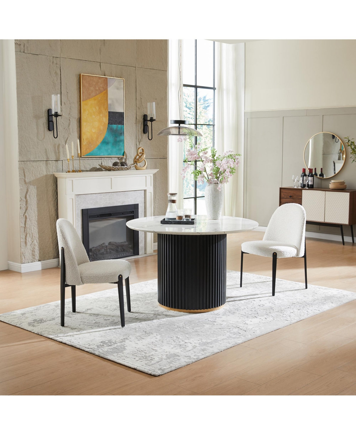 Click here for Morden Fort Modern 3-Piece Faux Marble Round Dinin... prices