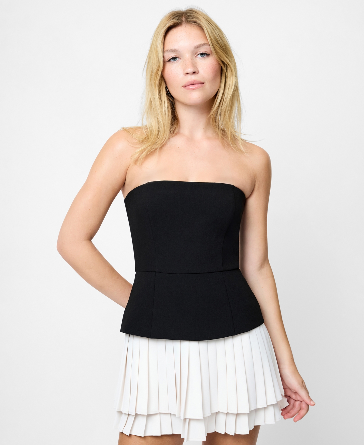 Click here for Fcuk Womens Azra Strapless Pleat Mini Dress - Blac... prices