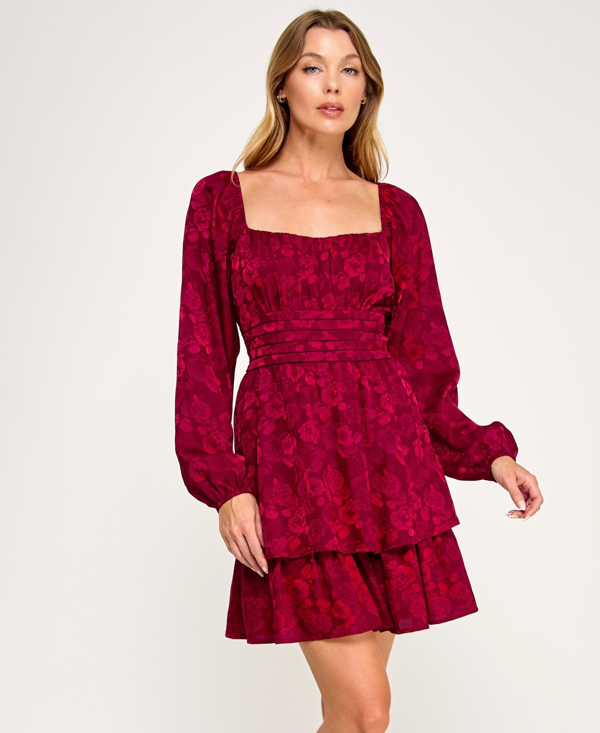 Click here for Row A Juniors Long Sleeve Pleated Bust Dress - Med... prices