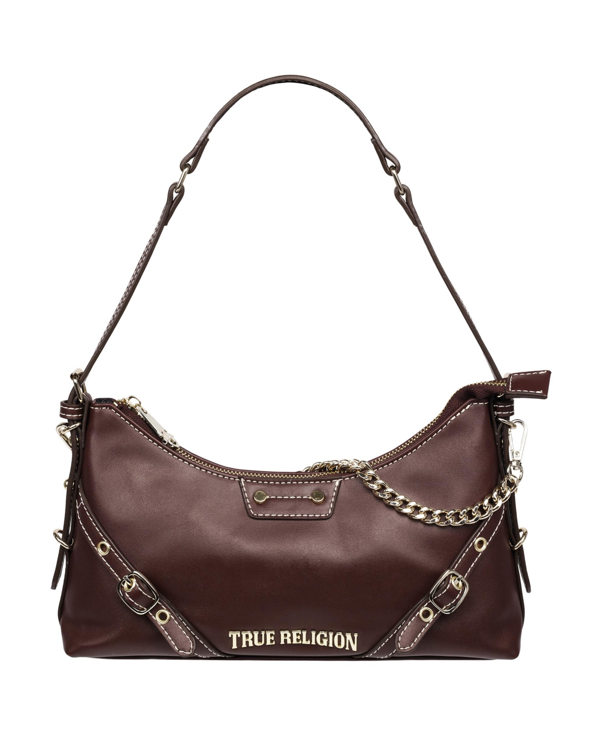 Click here for True Religion Smooth Pu Belted Shoulder Bag - Wine prices